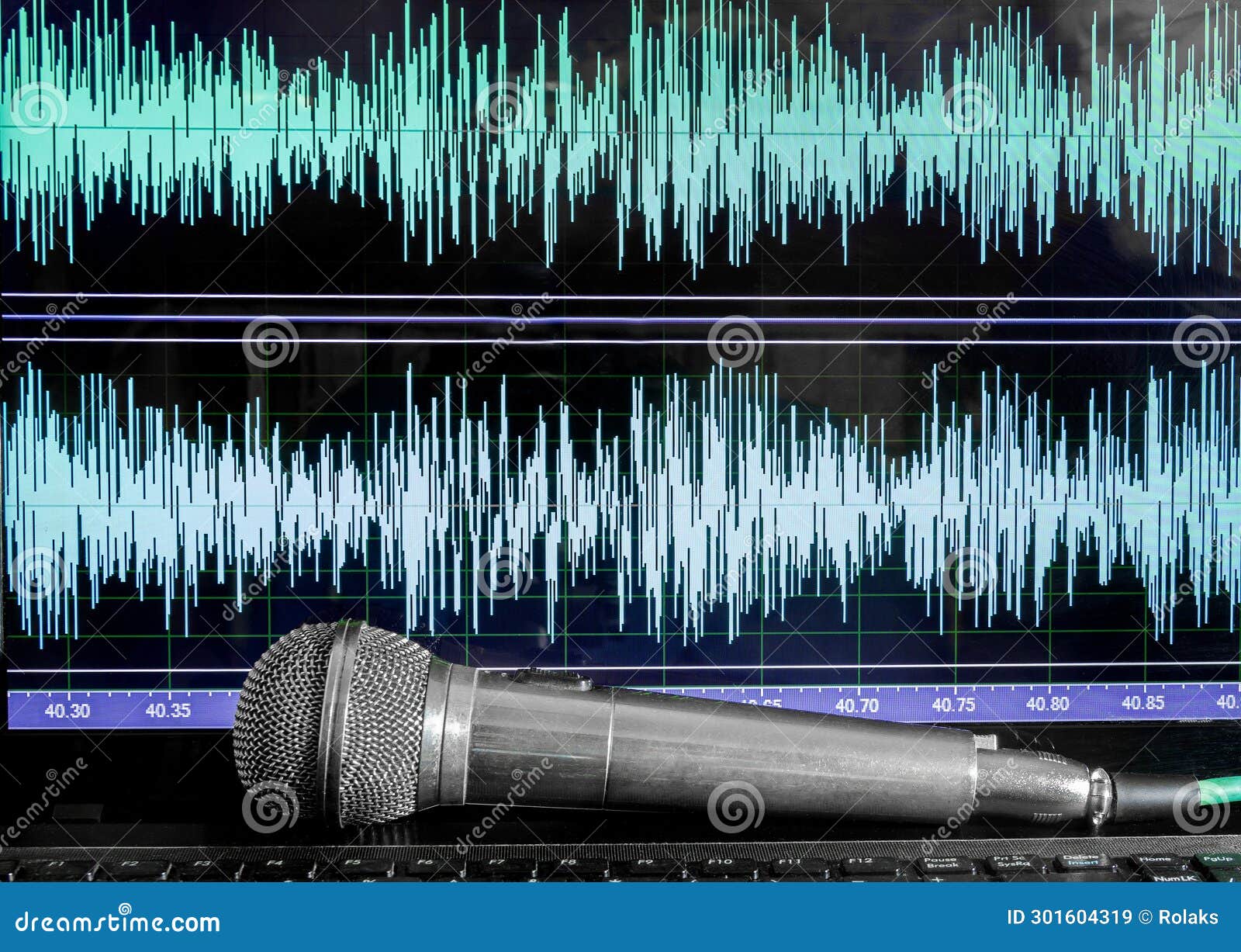 Microphone and Monitor with Recording Stock Image - Image of musician ...