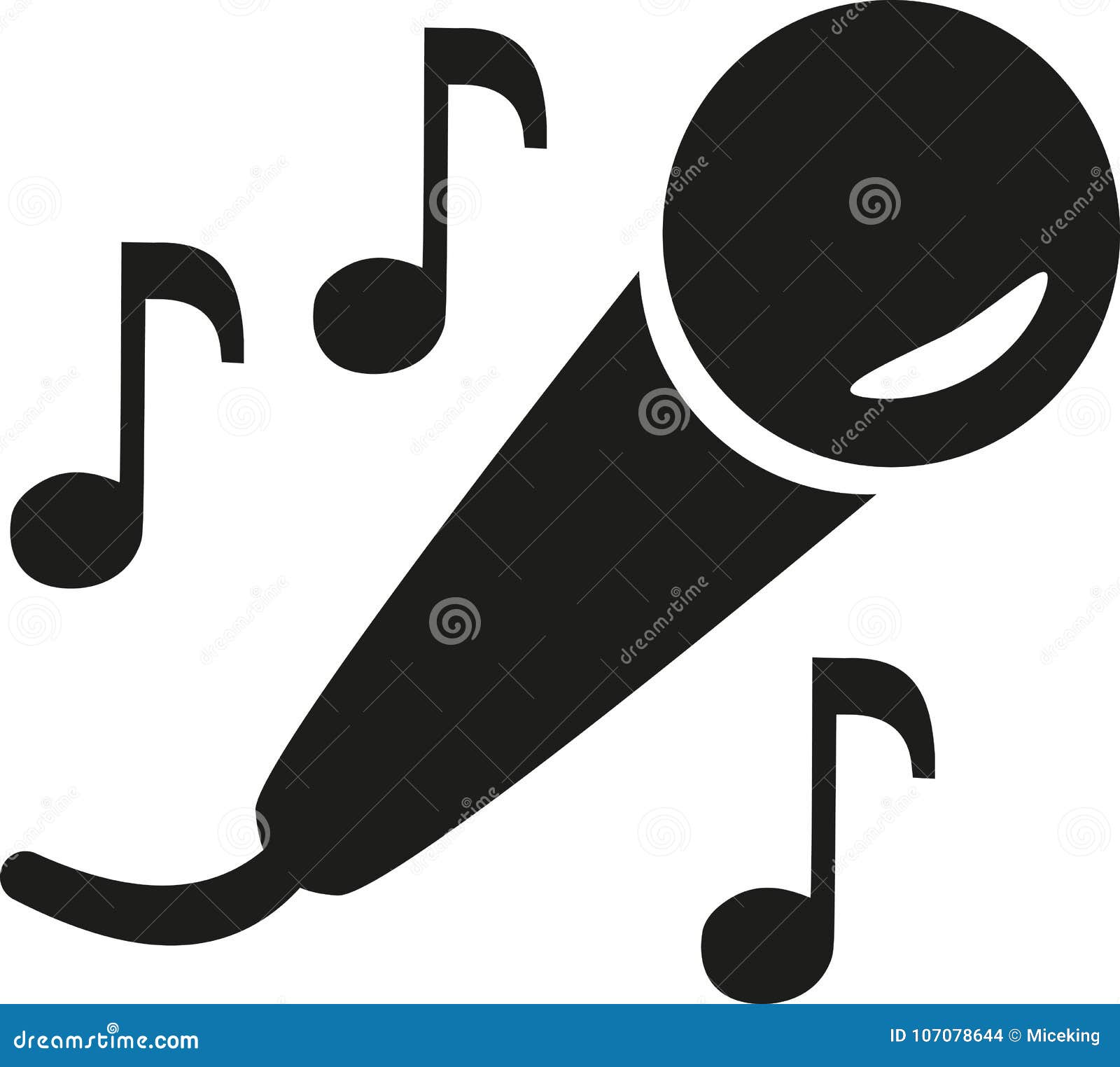 Microphone with Music Notes Stock Vector - Illustration of symbol ...