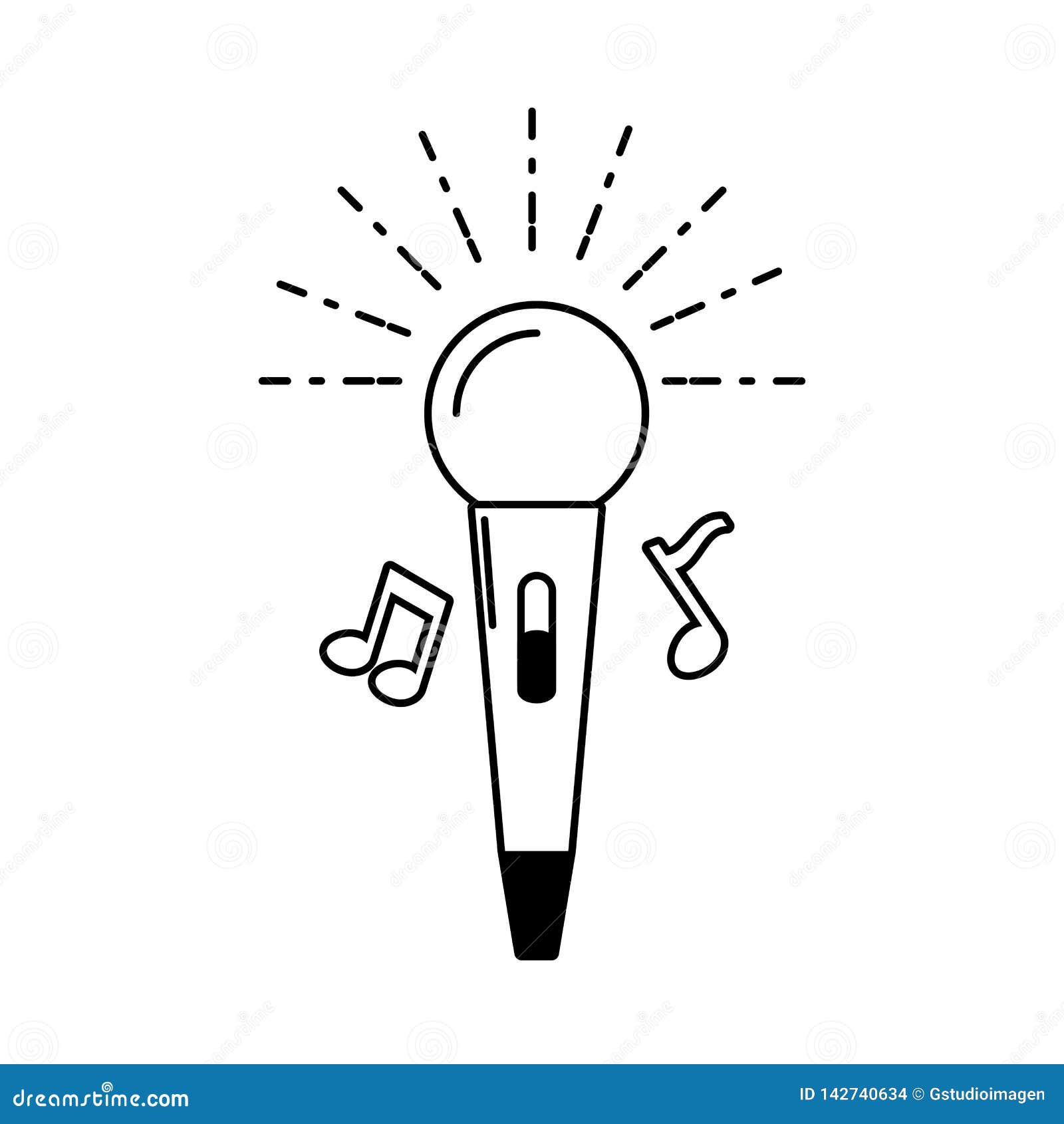 Microphone music notes stock vector. Illustration of icon - 142740634