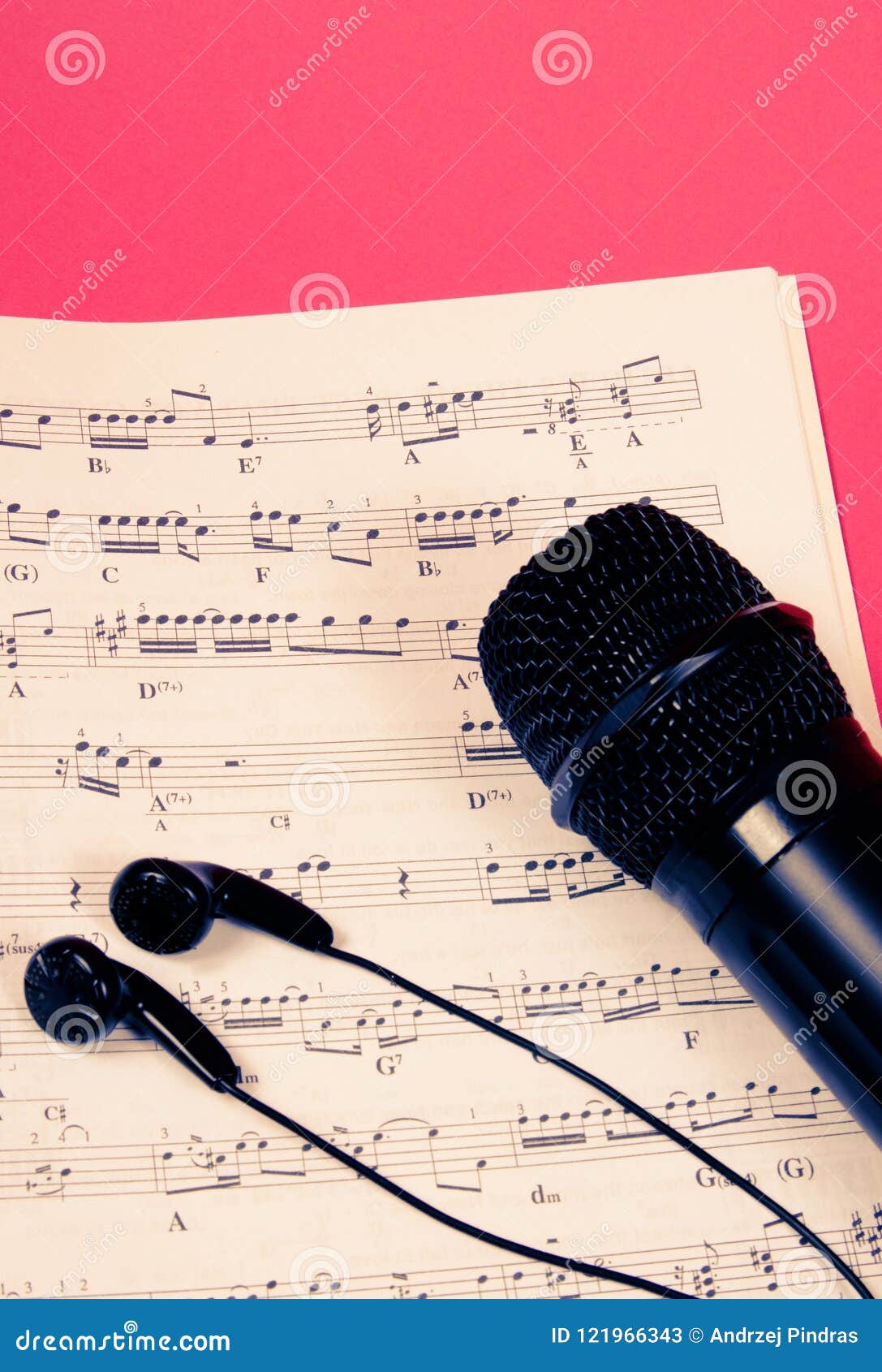 Microphone on Music Sheets. the Concept of Creating Music. Stock Image ...