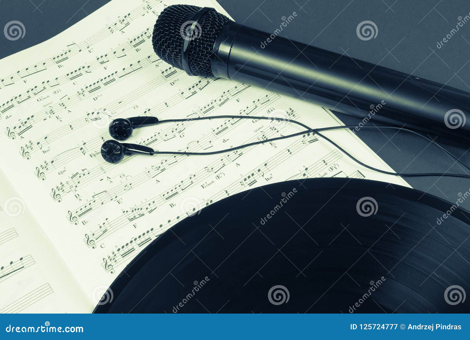 Microphone on Music Sheets. the Concept of Creating Music. Stock Image ...