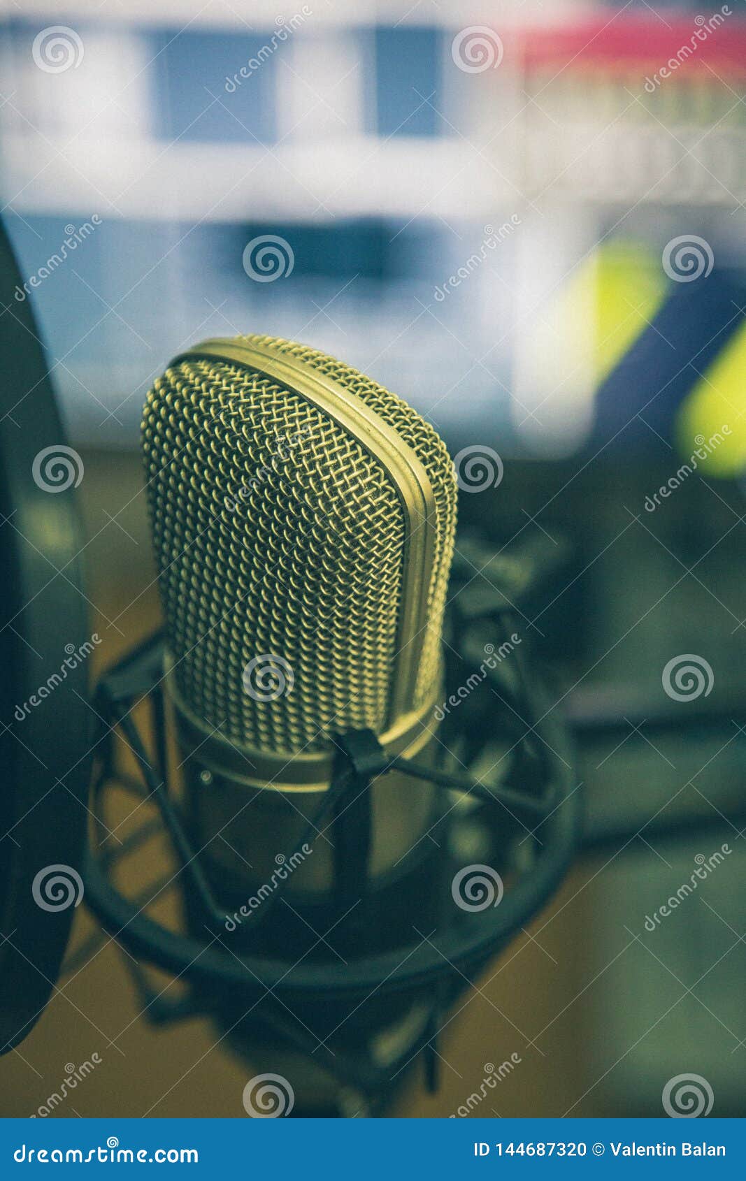 Microphone on the Music Studio. Stock Photo - Image of background ...