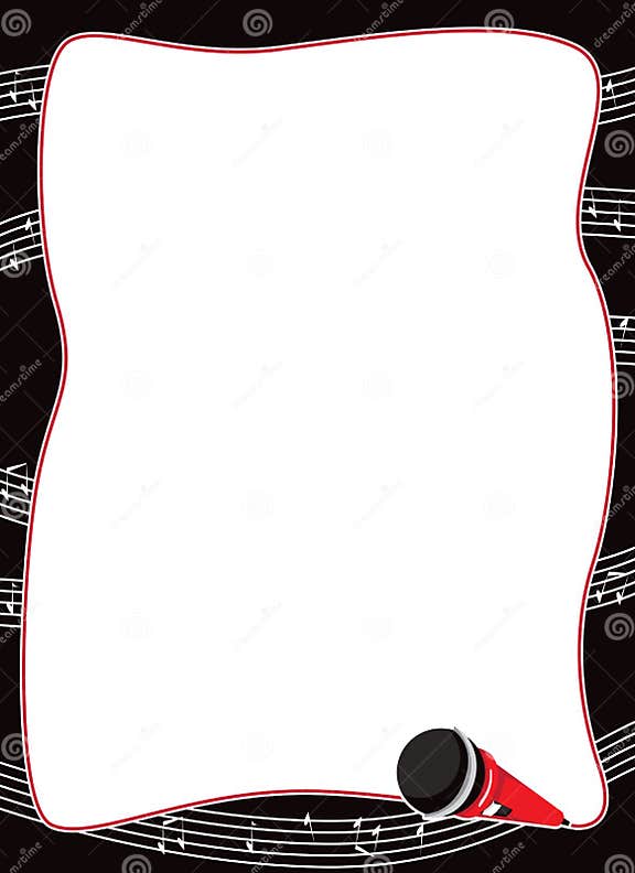 Microphone and Musical Notes Border Stock Vector - Illustration of ...