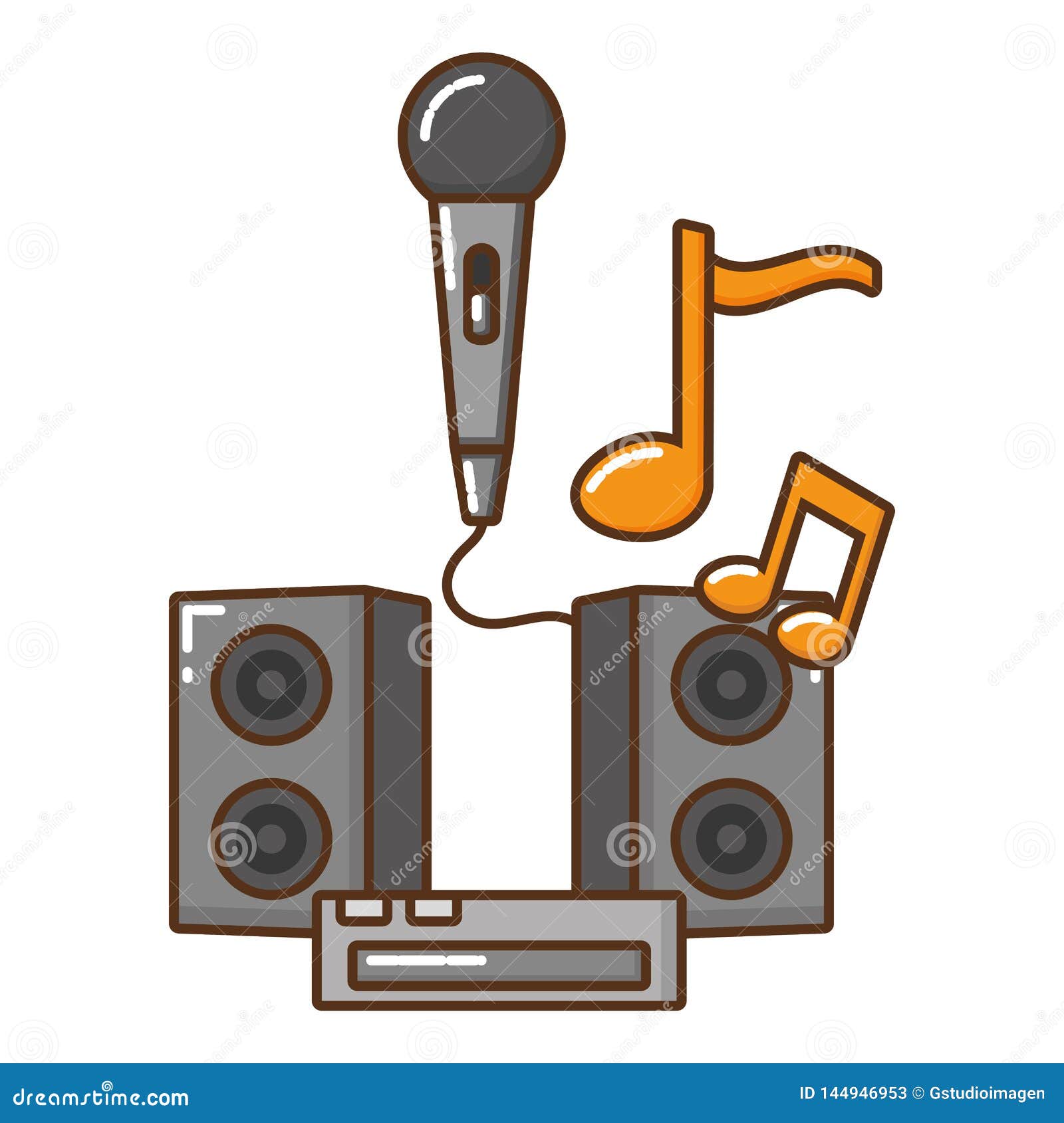 Microphone with Musical Notes Isolated Icon Stock Vector - Illustration ...