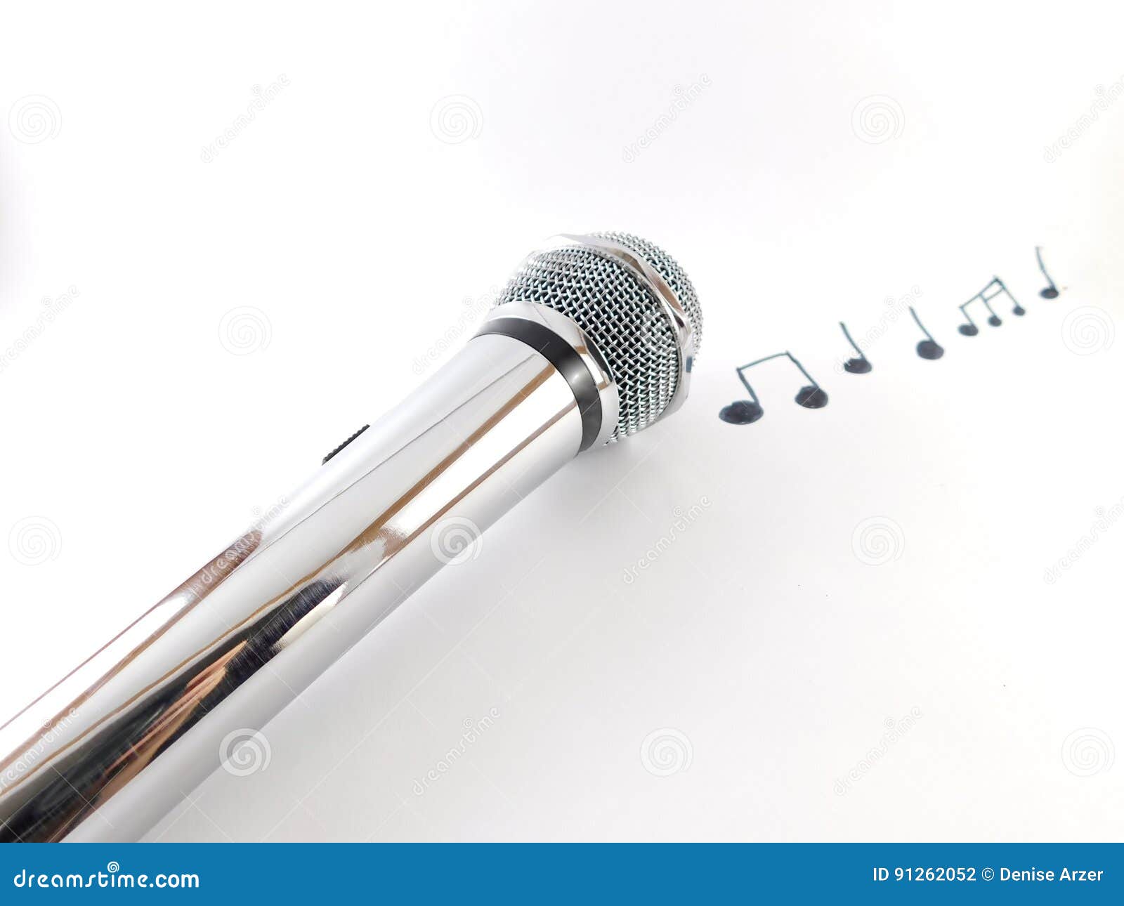 Microphone with Musical Notes. Stock Photo - Image of song, written ...