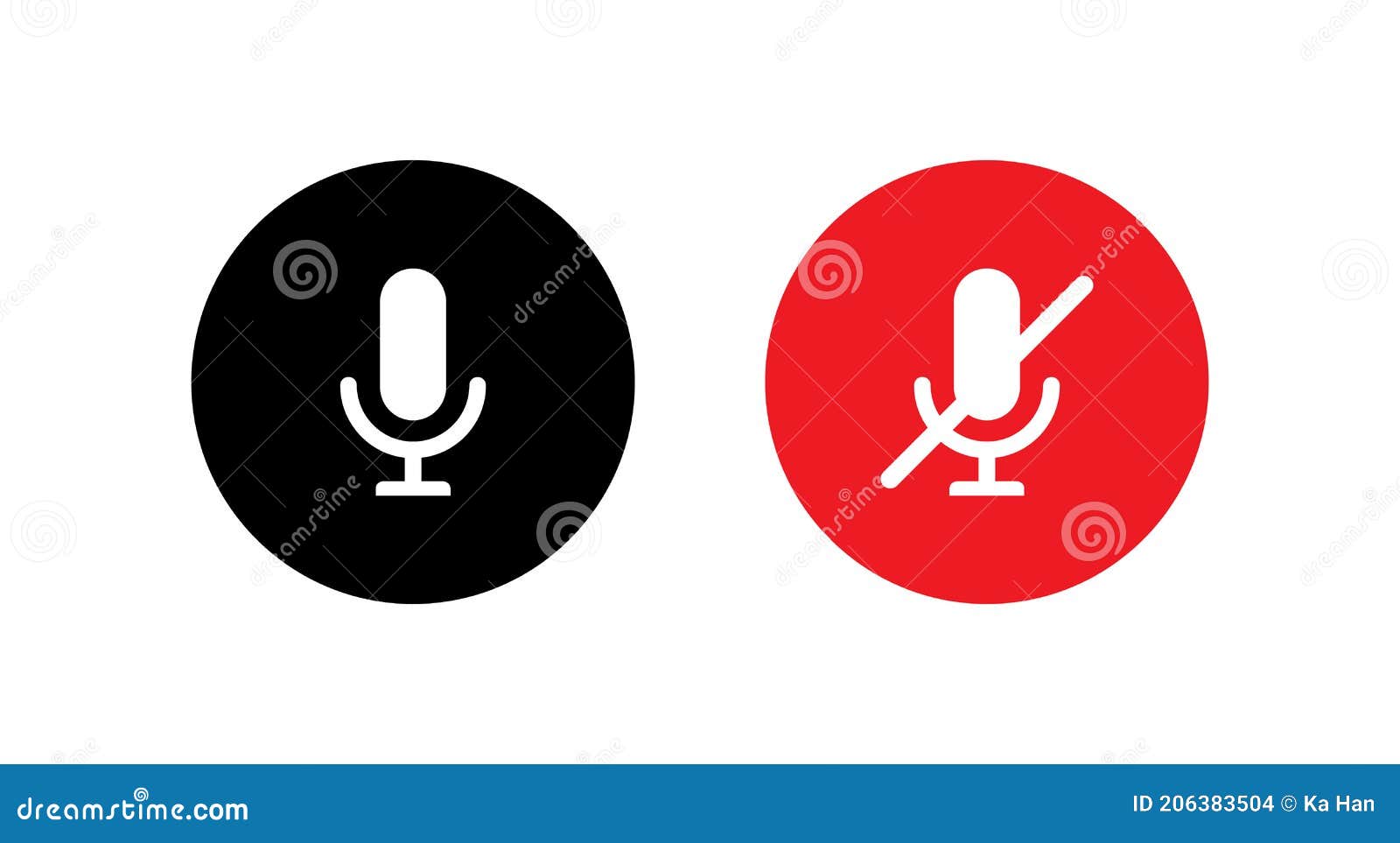 Microphone and Mute Mic Icon Vector in Flat Style Isolated on White ... Microphone and Mute Mic Icon Vector in Flat Style Isolated on White ...