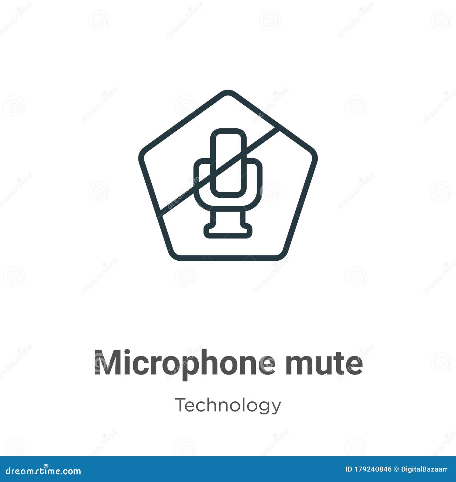 Microphone Mute Outline Vector Icon. Thin Line Black Microphone Mute ...