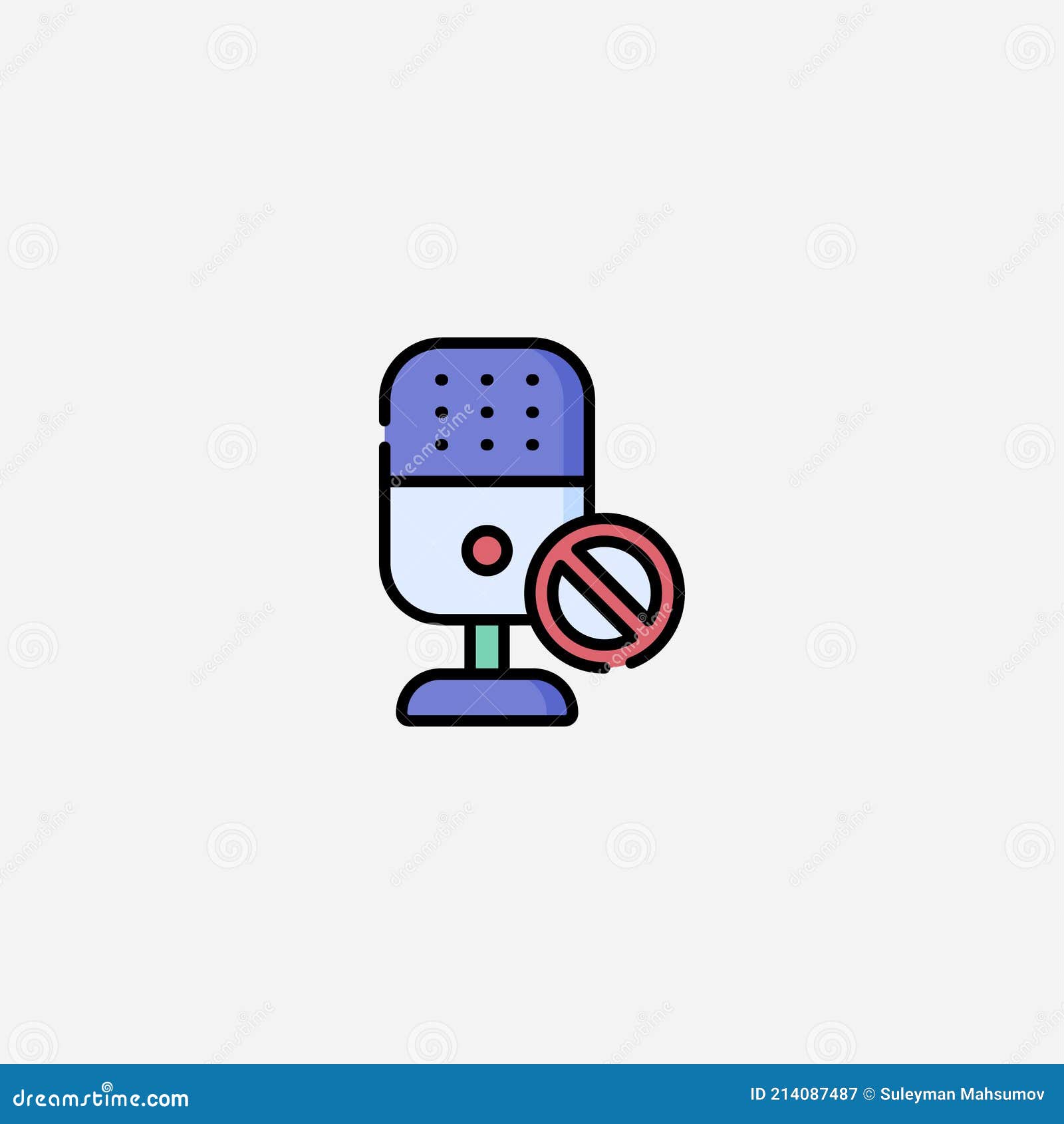 Microphone Mute Vector Icon Sign Symbol Stock Vector - Illustration of ...