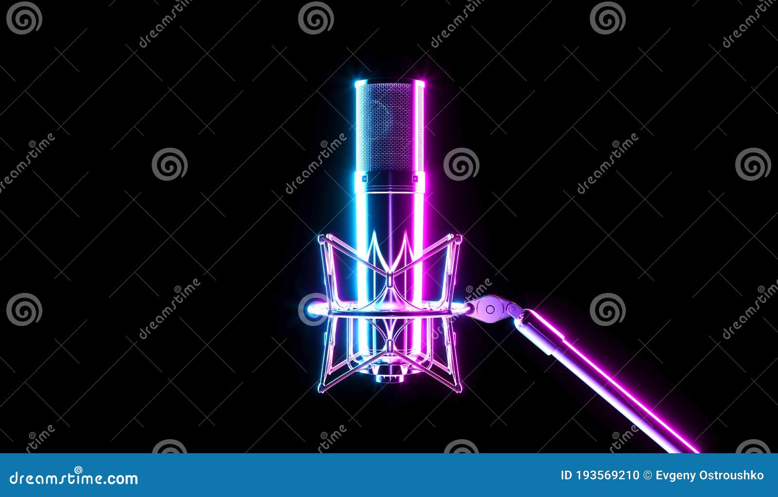 Microphone in Neon Light with Strong Shine Stock Illustration ...