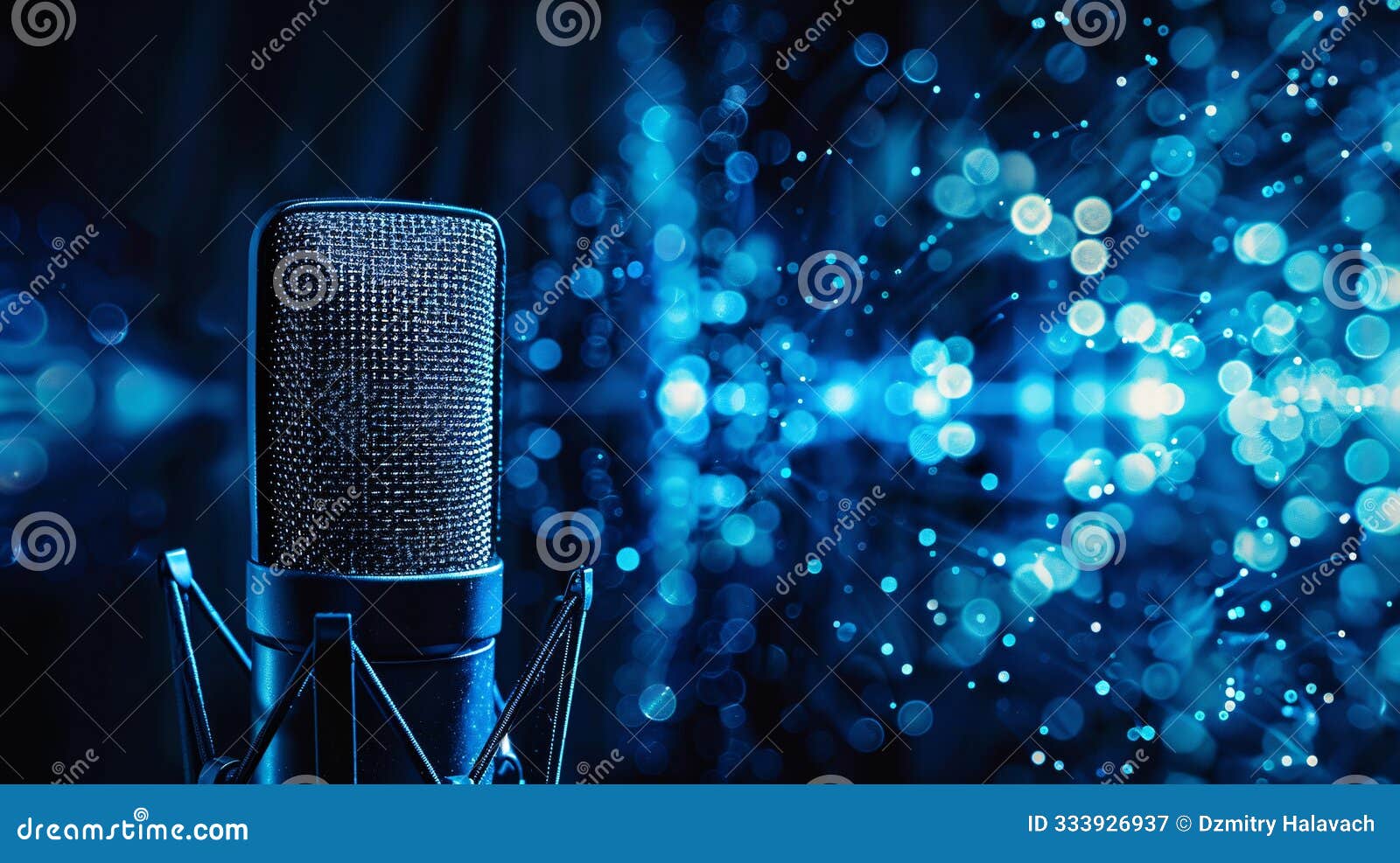 Microphone in a Neon-Lit Recording Studio Setup Stock Image - Image of ...