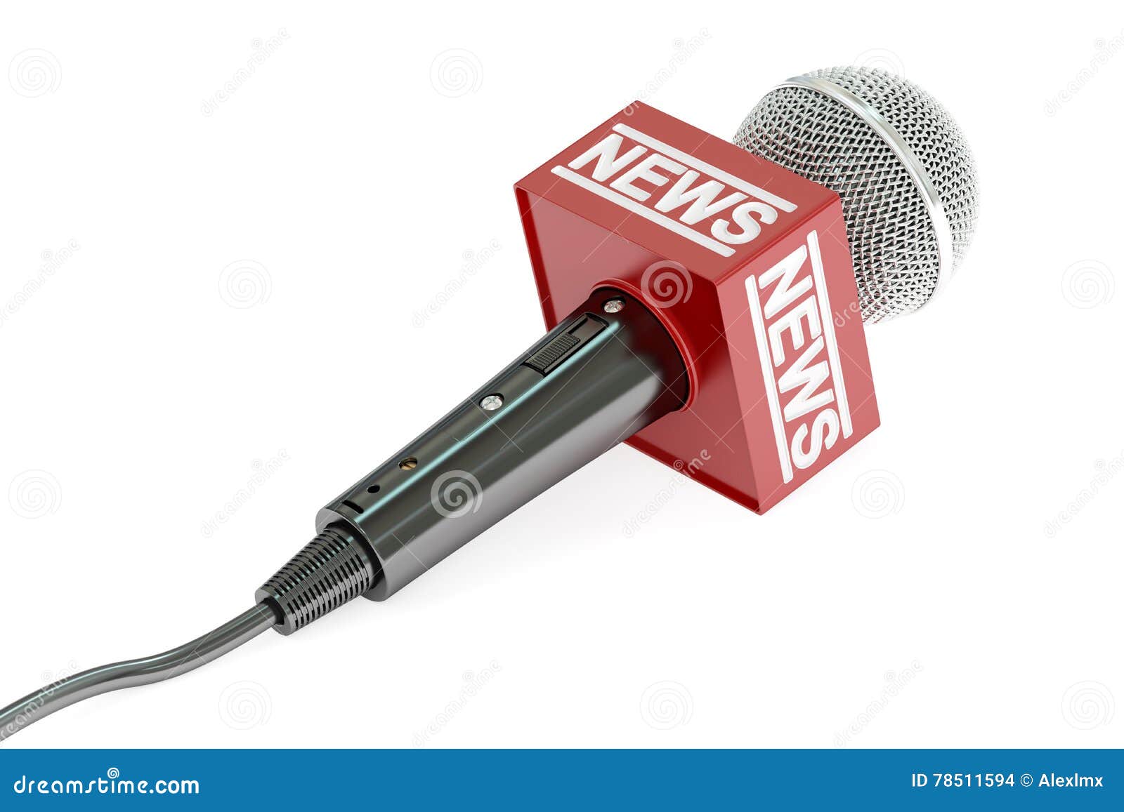 Microphone News, 3D Rendering Stock Illustration - Illustration of ...