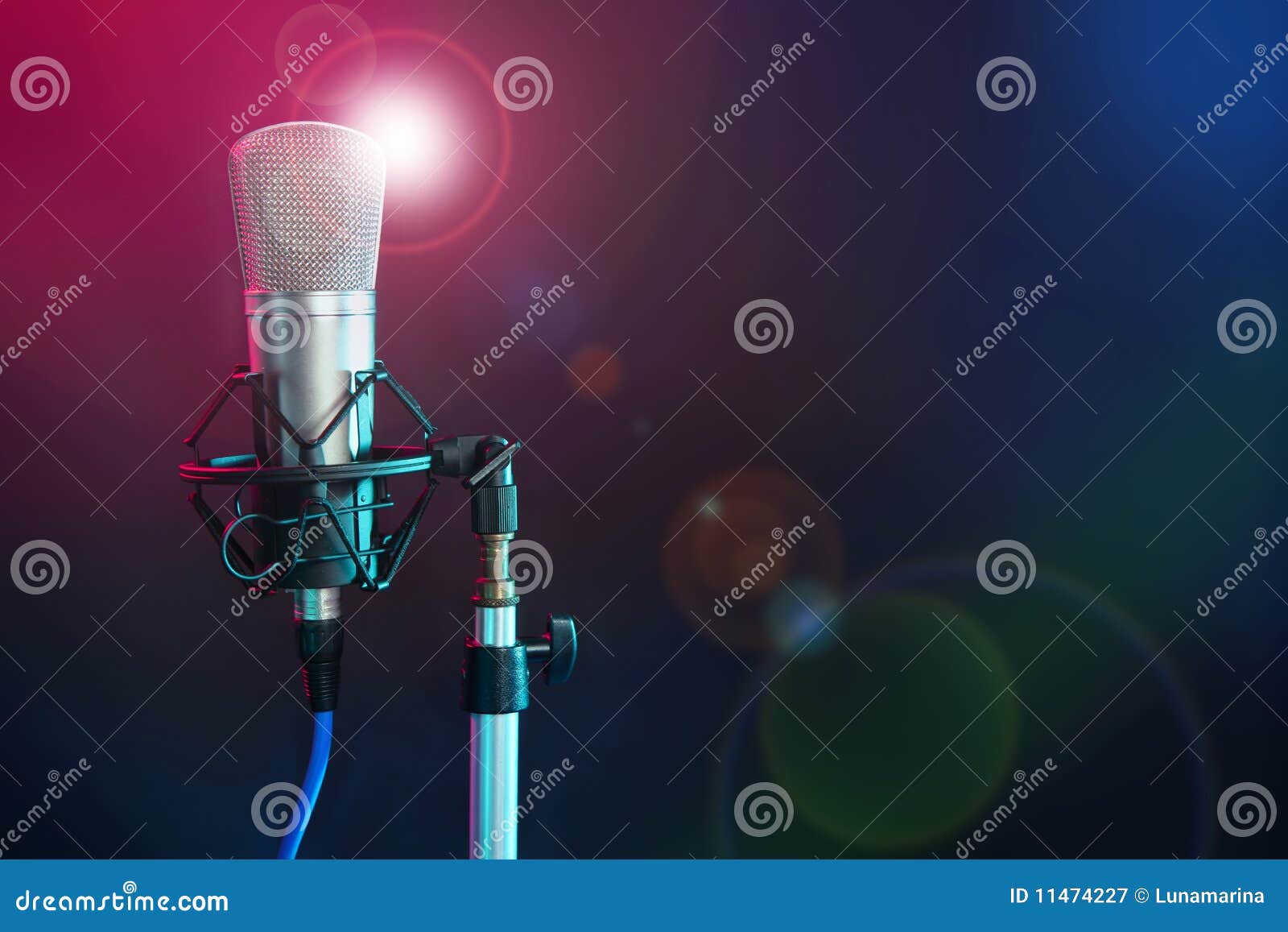 Microphone in the Night Colorful Light Stock Image - Image of dance ...