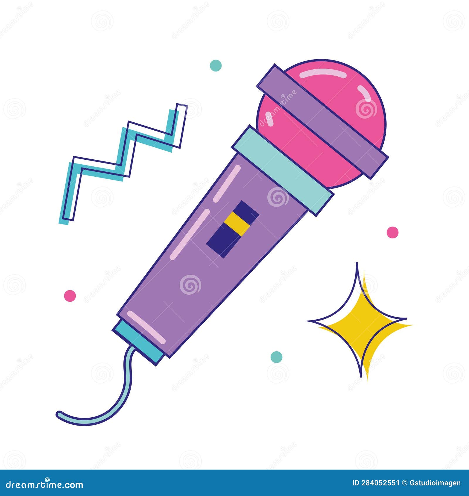 Microphone Nineties Pop Art Stock Vector - Illustration of funky, style ...