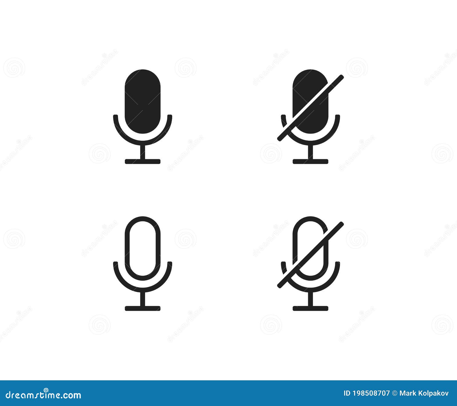 Microphone on and OFF Vector Icon. Modern Button for Concept Design ...