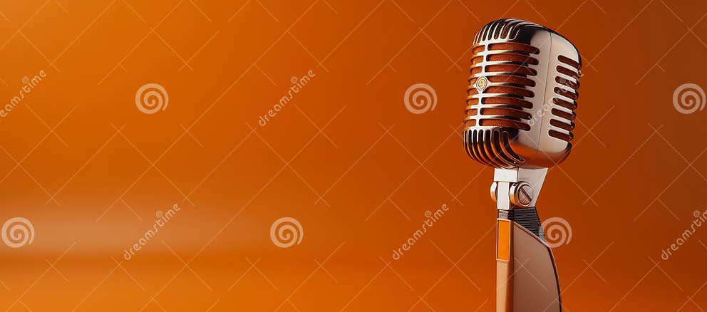Microphone on Orange Background with Copyspace Stock Illustration ...
