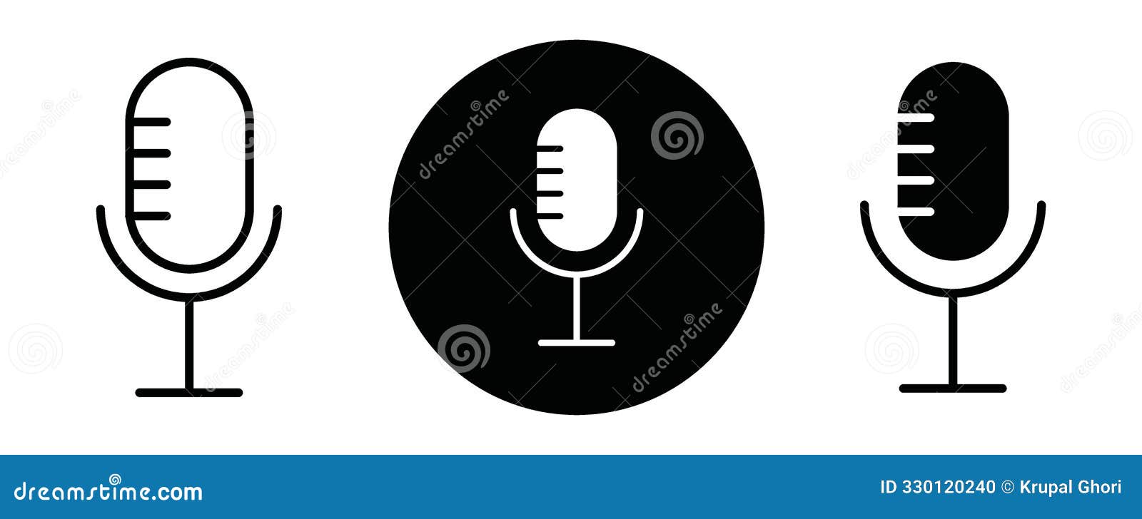 Microphone Outline Icon Collection or Set. Microphone Thin Vector Line ...