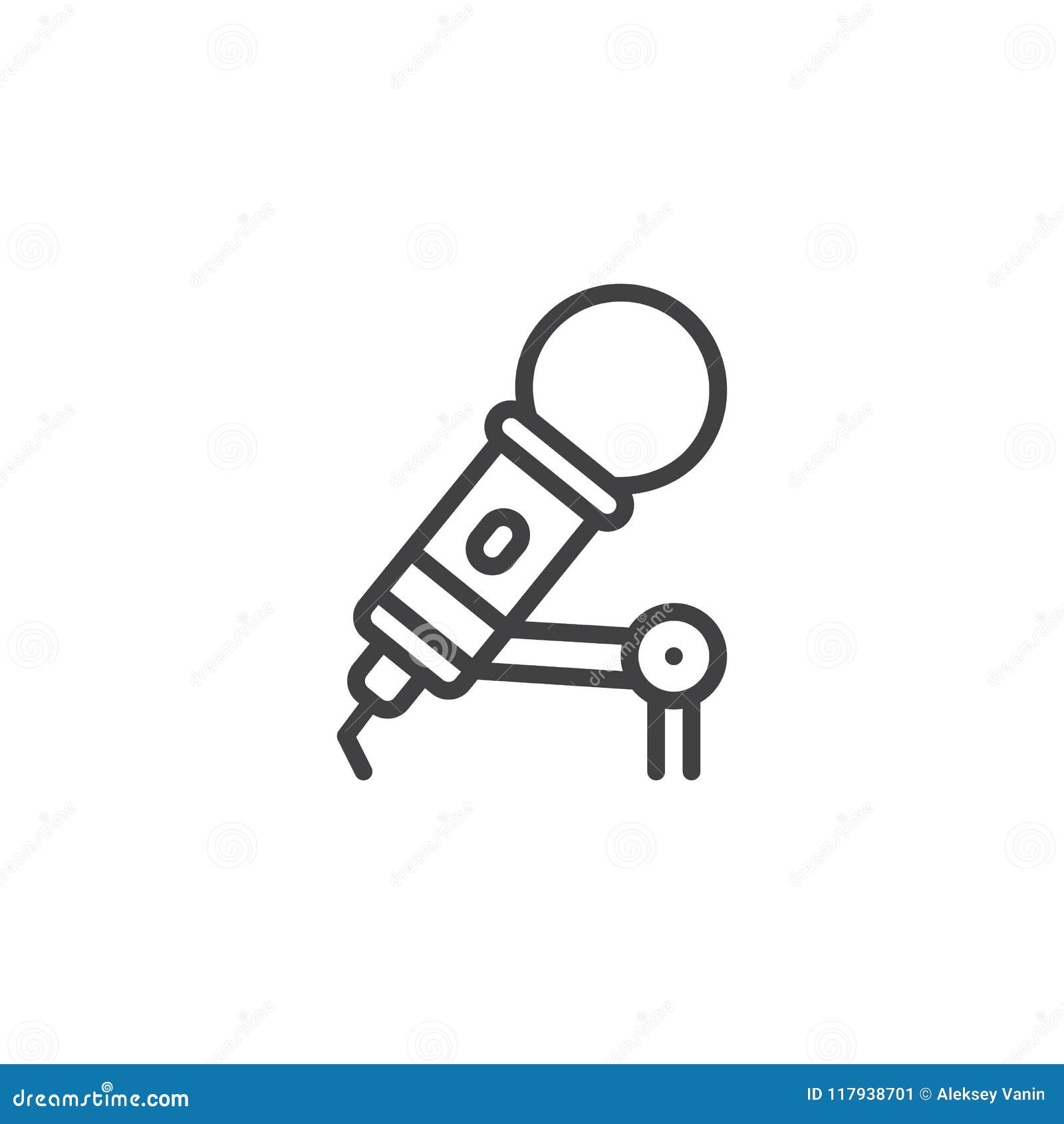 Microphone outline icon stock vector. Illustration of performance ...