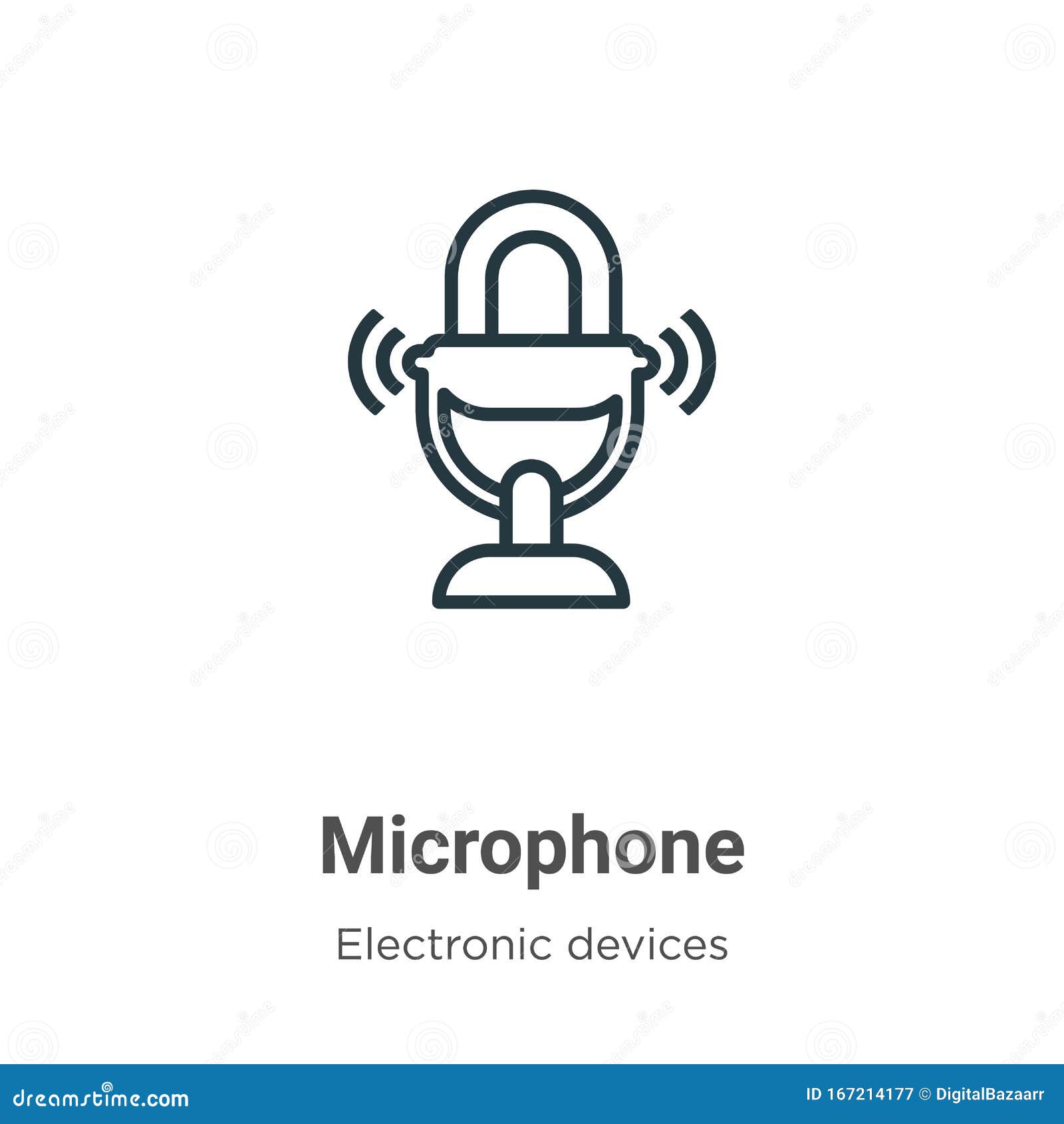 Microphone Outline Vector Icon. Thin Line Black Microphone Icon, Flat ...