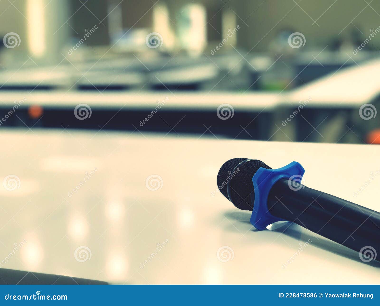 A Microphone is Placed on the Table Stock Photo - Image of event ...