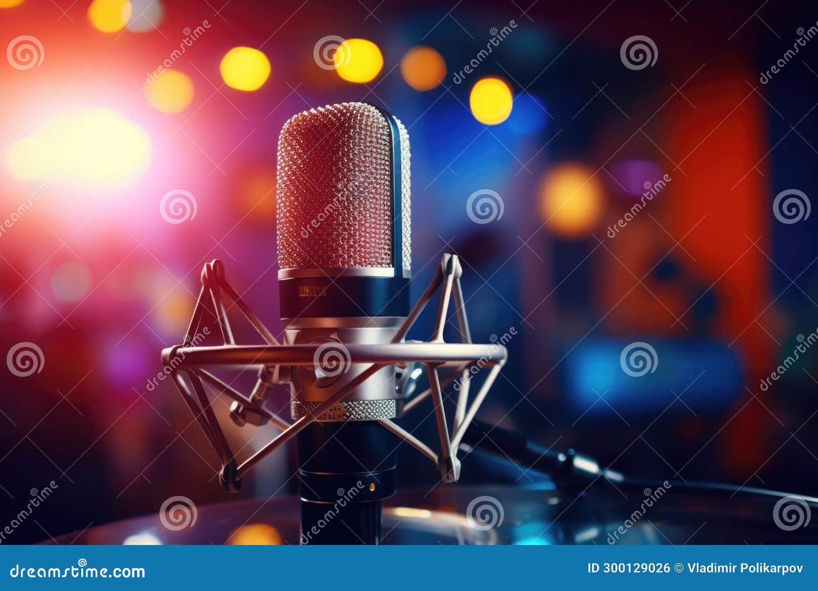 A Microphone Placed on a Table in a Room. Ideal for Capturing Audio in ...