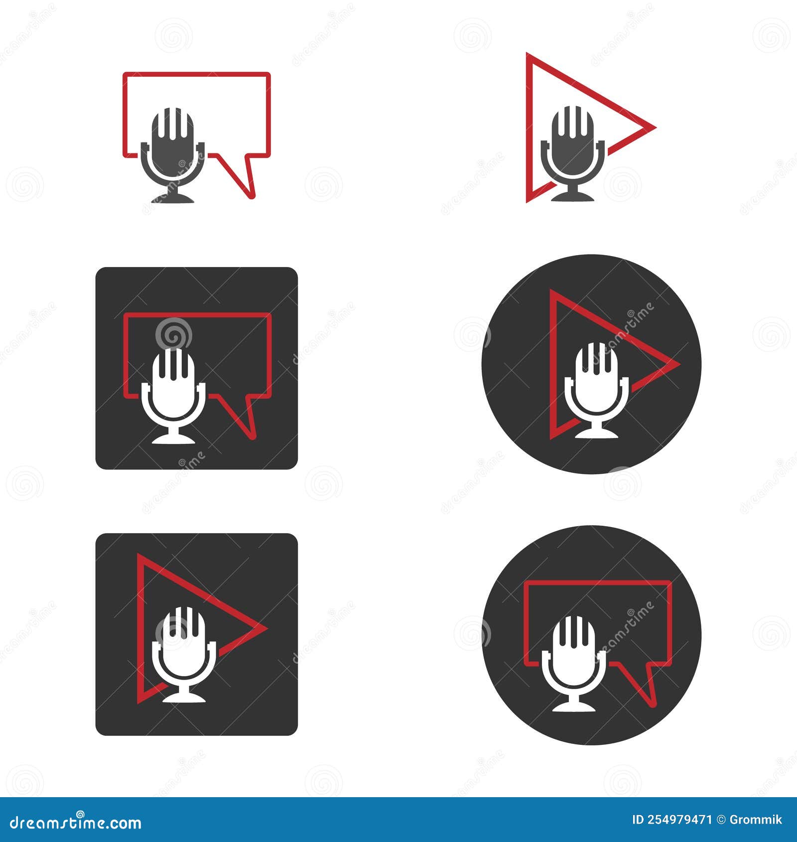 Microphone with Player Button. an Icon for a Website, Application, and ...