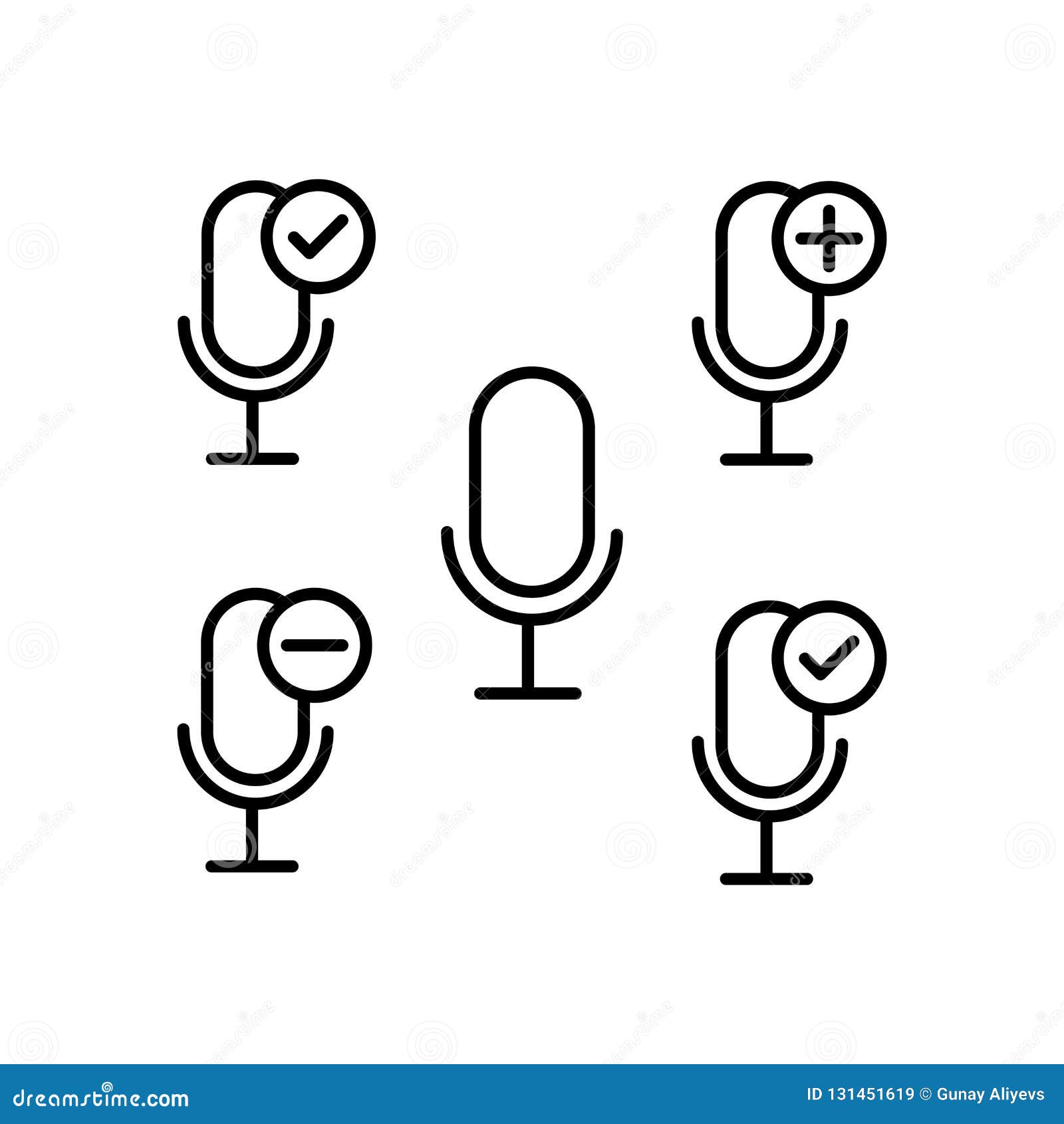 Microphone, Plus, Remove, Minus Sign Icons. Element of Outline Button ...