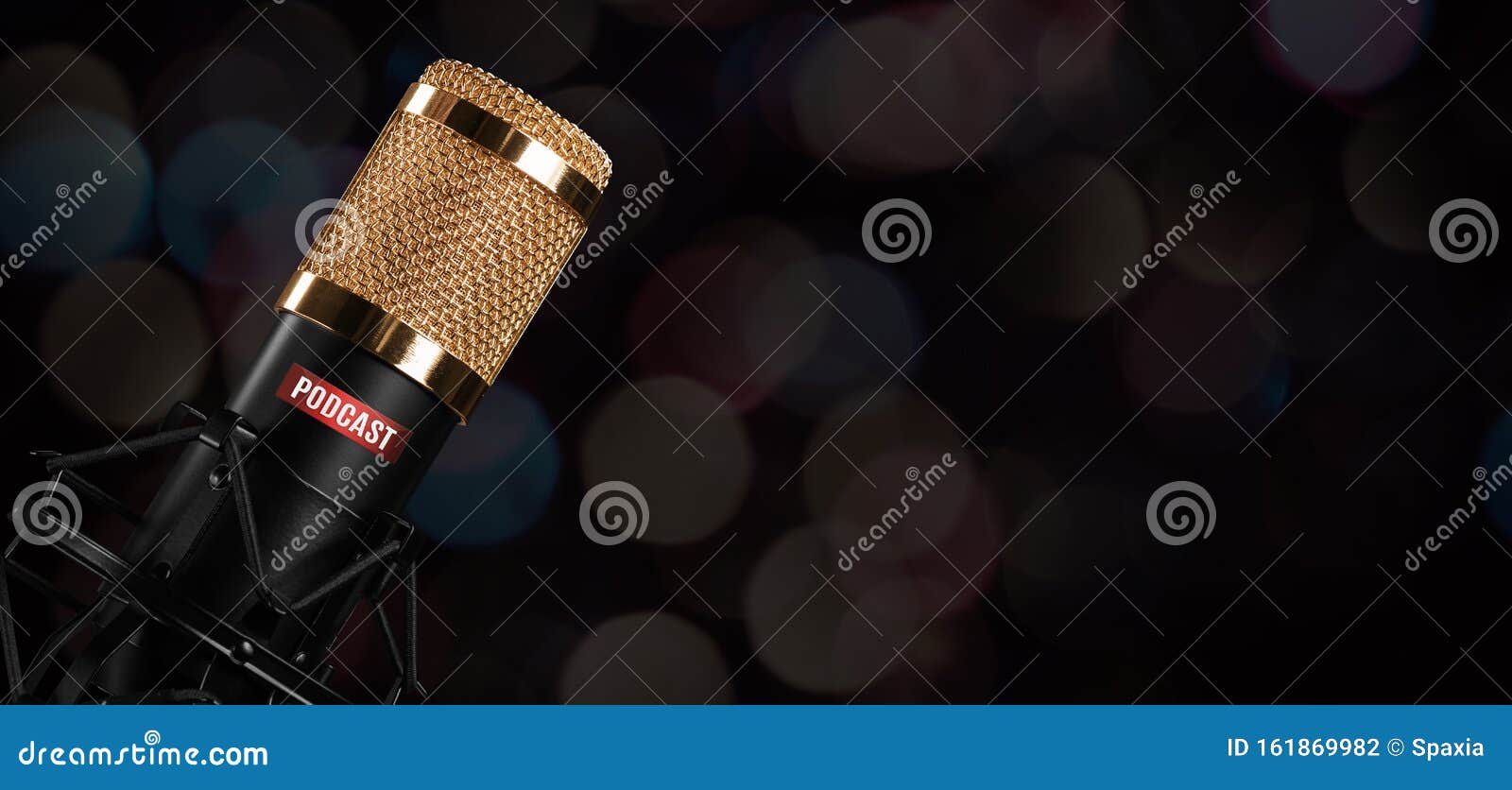 Microphone with Podcast Label Stock Photo - Image of label, song: 161869982