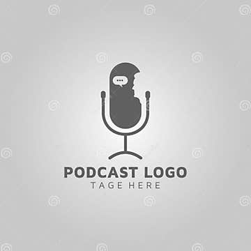 Microphone Podcast Logo for Recording and Casting Industry Vector ...