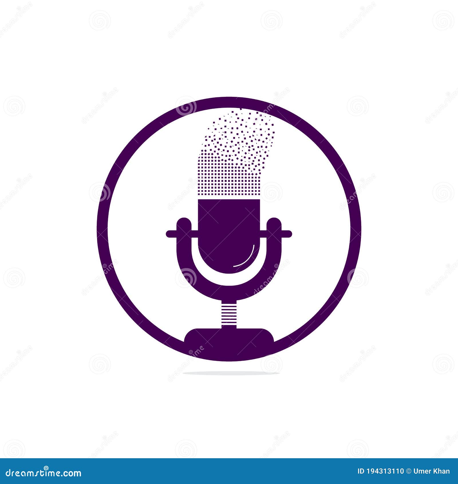 Microphone Podcast Pixels Effect Logo Design. Stock Vector ...