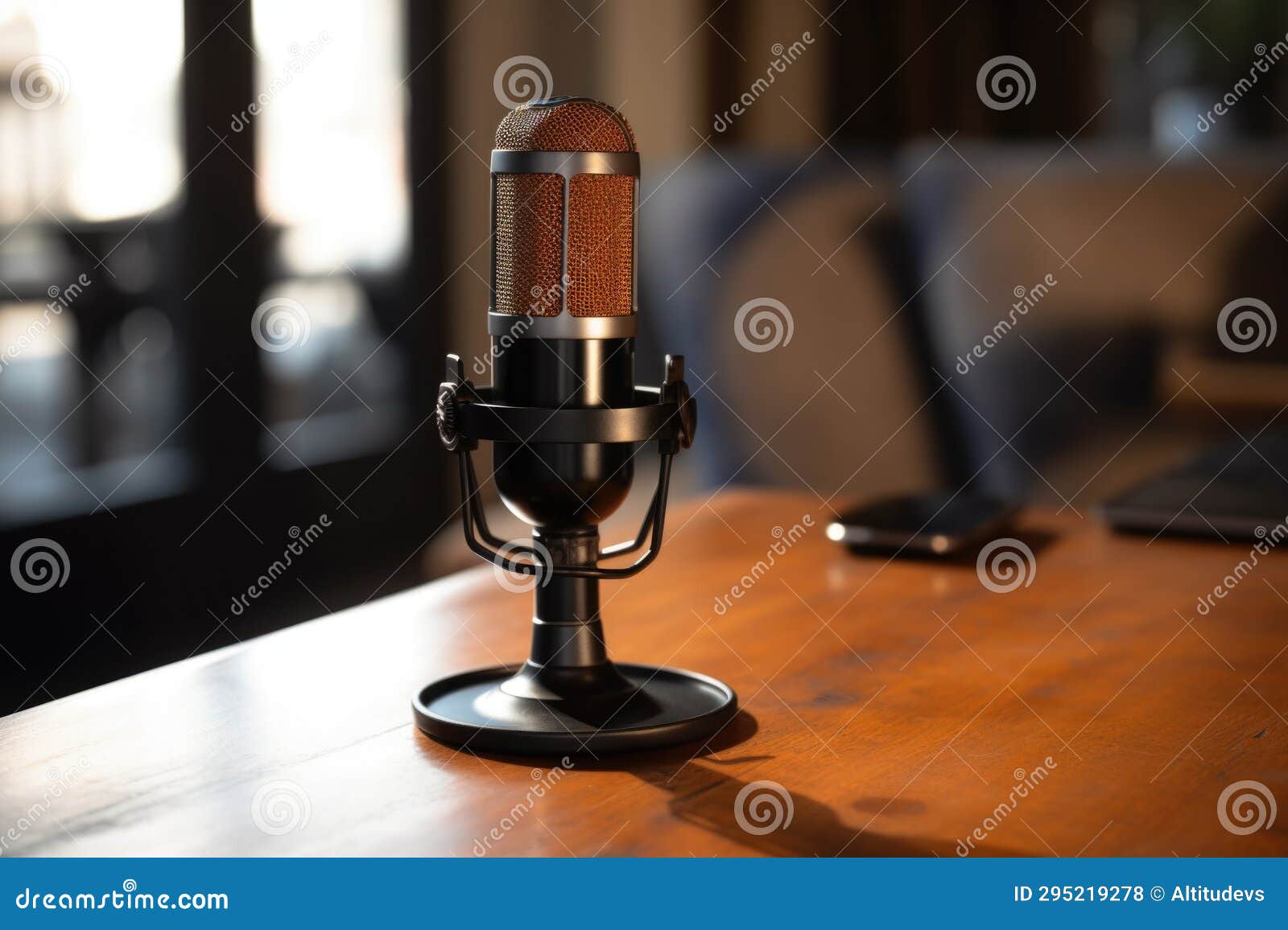 A Microphone with a Podcast Script on a Table Stock Photo - Image of ...