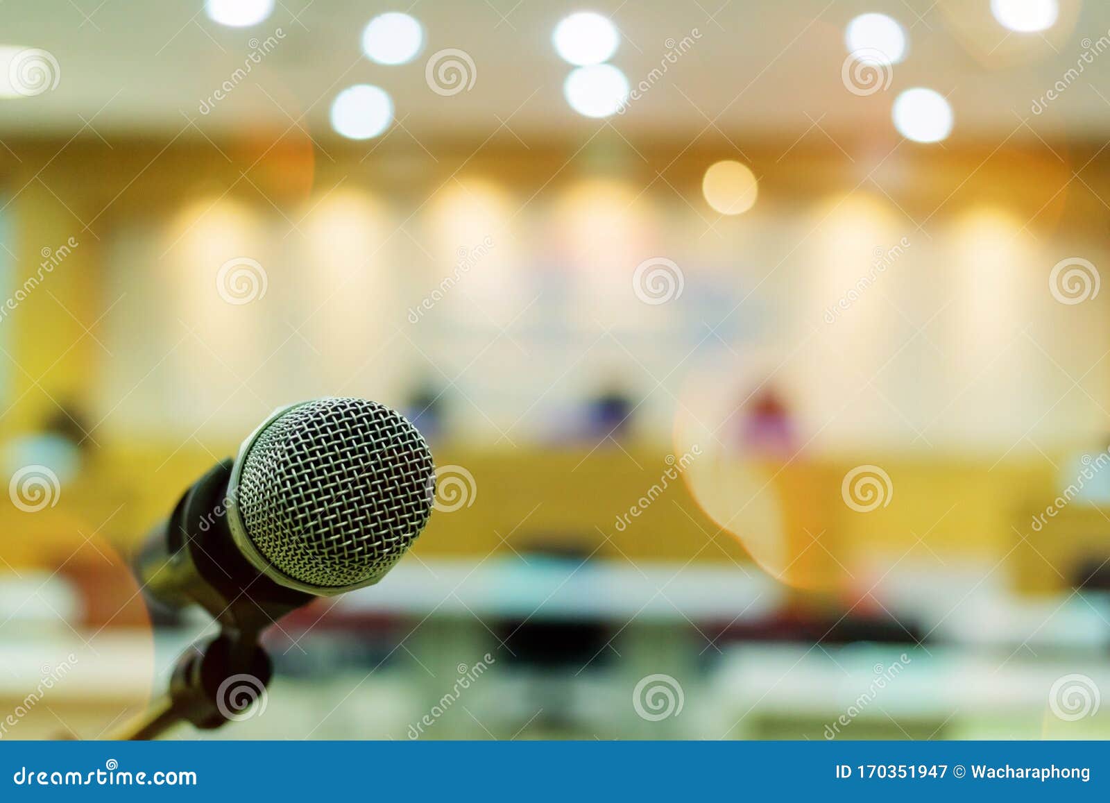Microphone on a podium stock image. Image of hall, communication ...