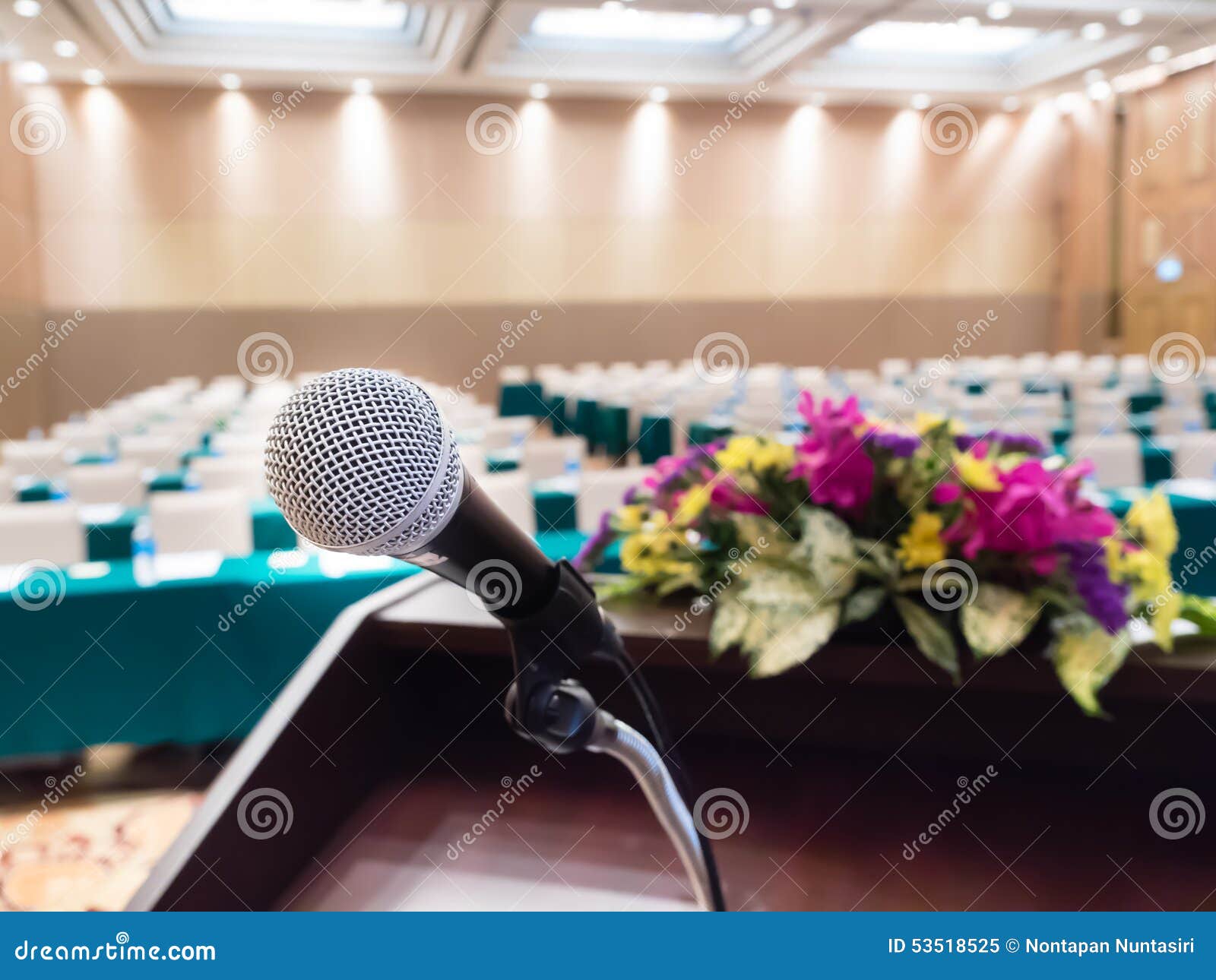 Microphone on podium stock image. Image of speaking, talk - 53518525