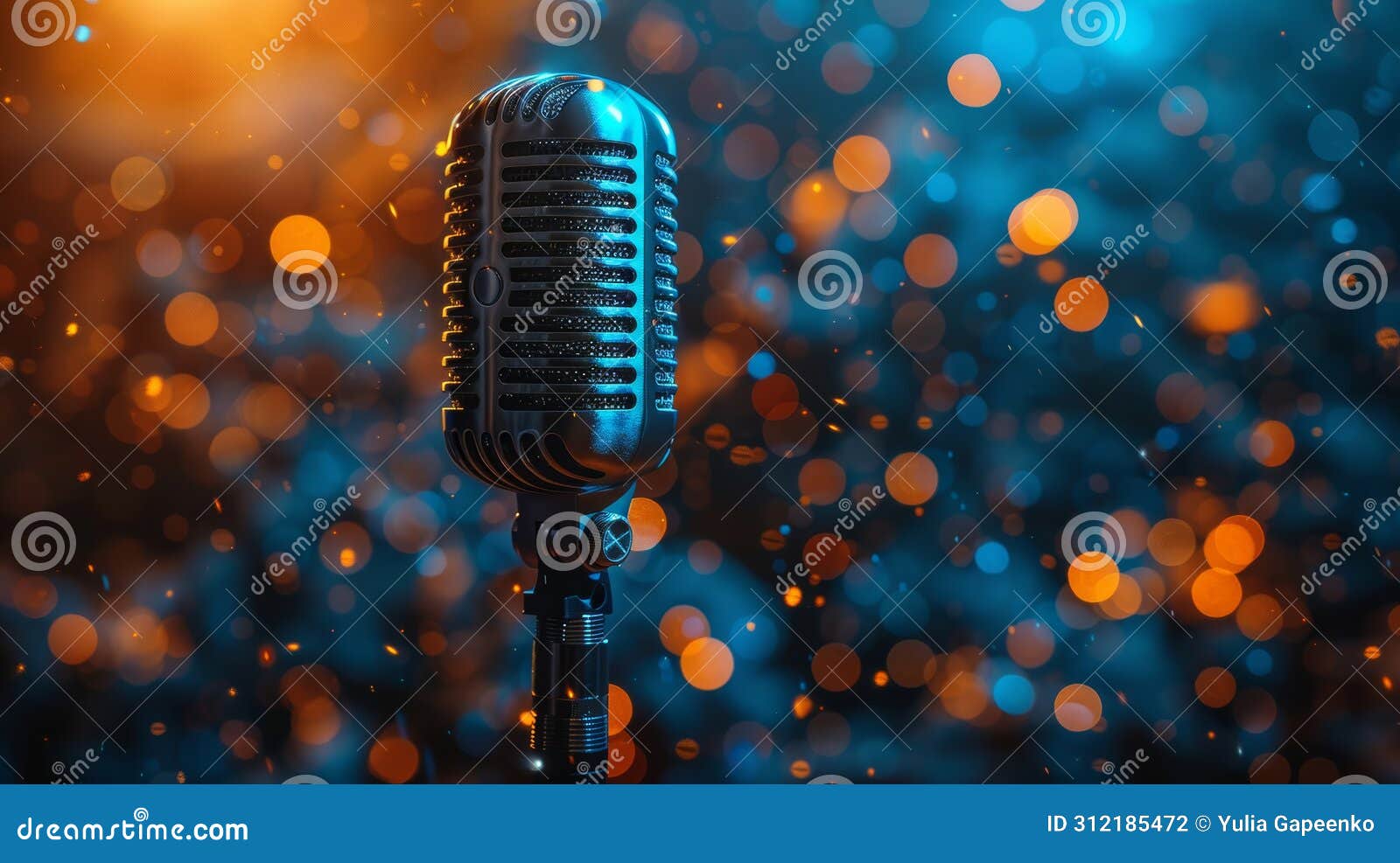 Microphone on Blue Background Stock Photo - Image of microphone ...