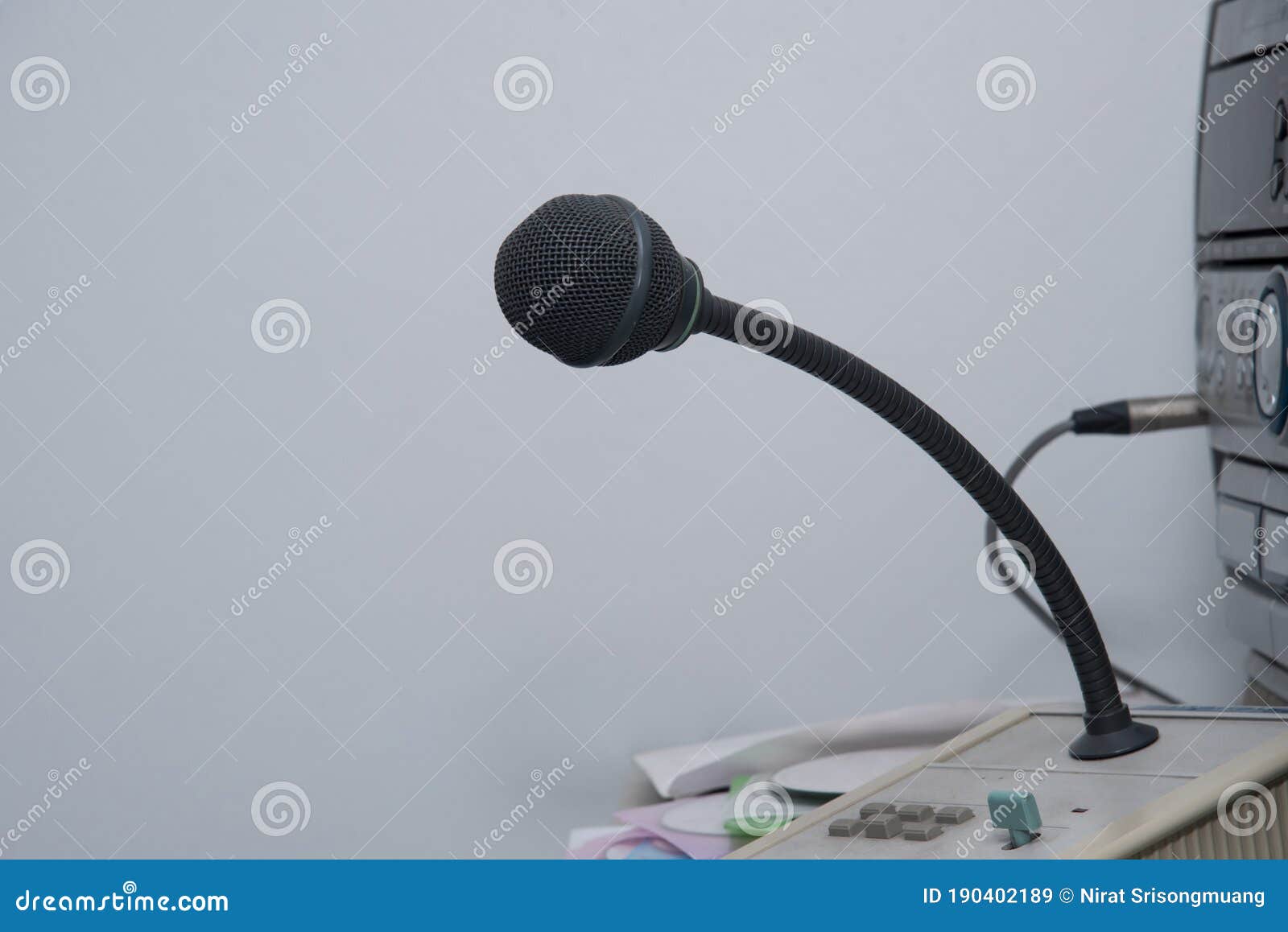 Microphone with a Power Amplifier in the Recording Room Stock Image ...