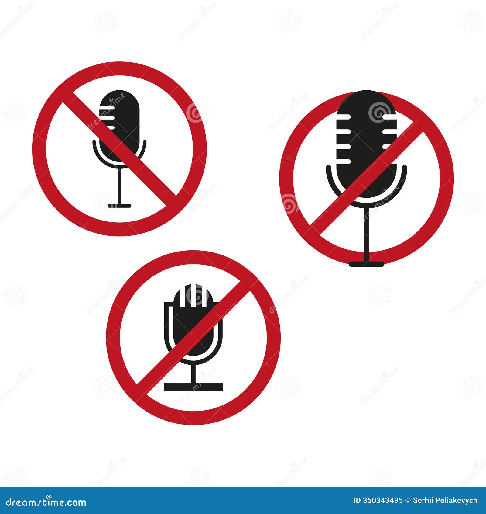 Microphone Prohibited Sign. No Sound Icon. Red Circle Restriction ...