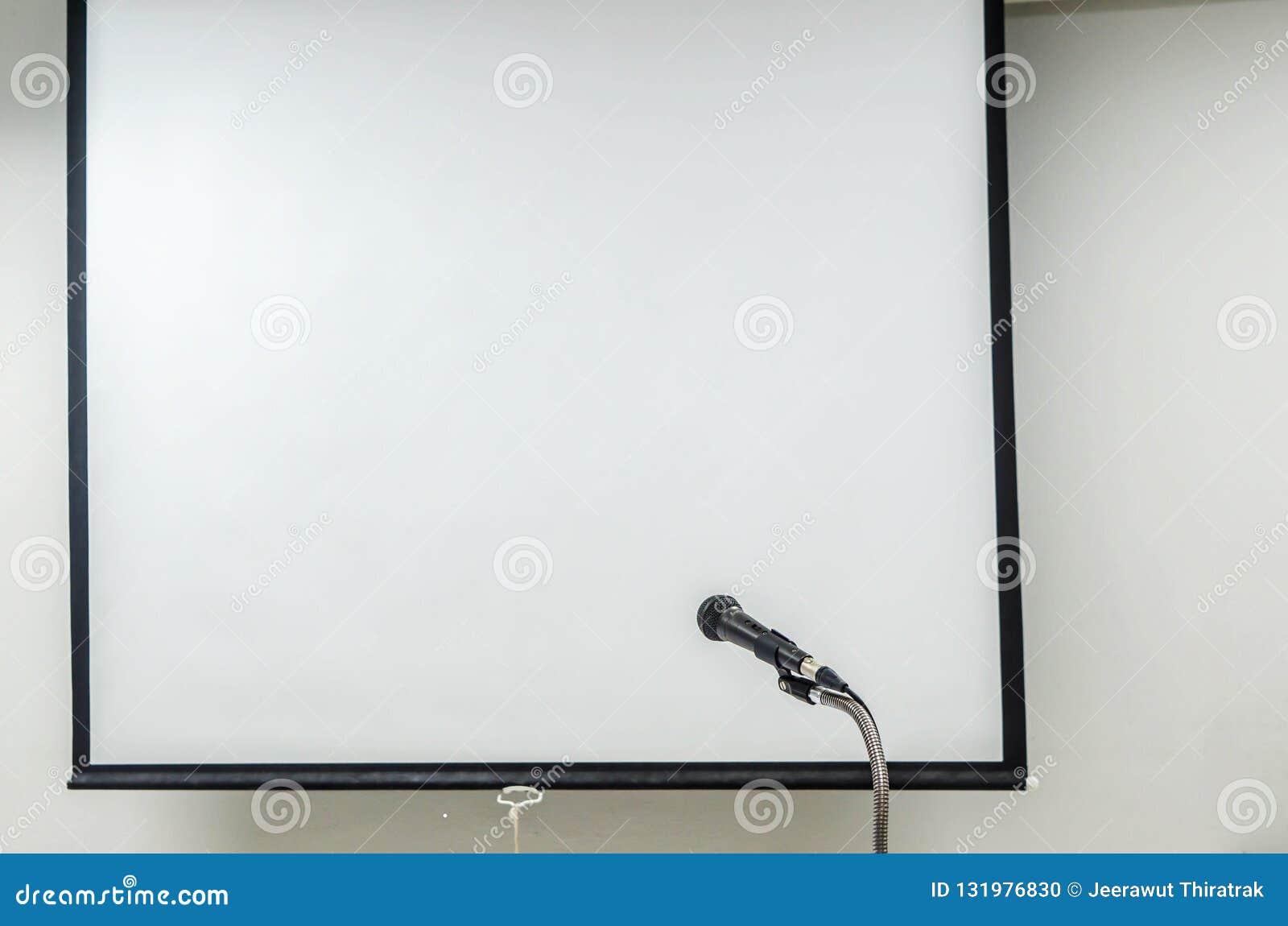 Microphone with Projector Screen Stock Photo - Image of interview ...