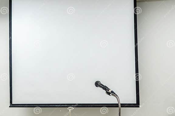 Microphone with Projector Screen Stock Photo - Image of interview ...