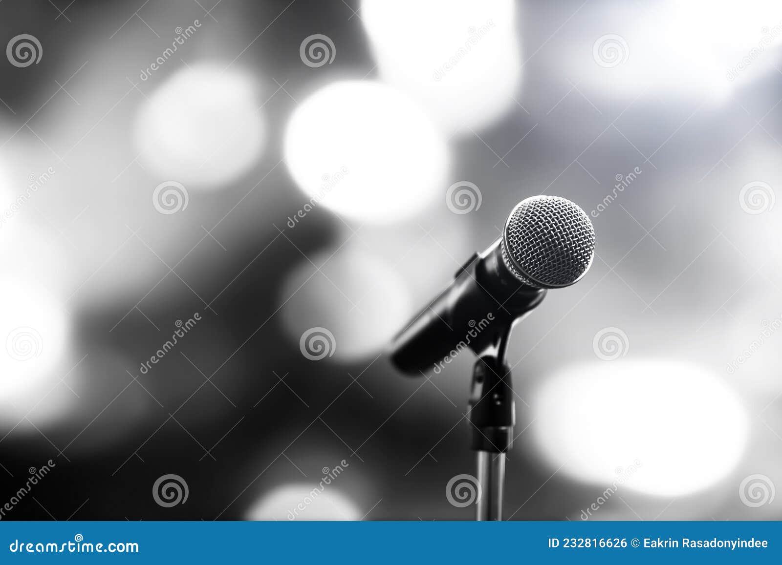 Hand is Holding Microphone on Stand for Speaker Speech Presentation ...