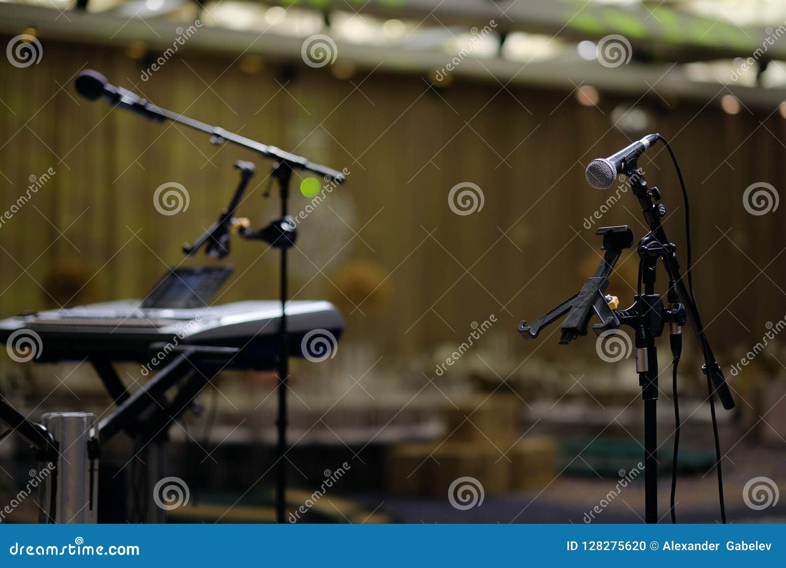 Microphone on a Rack Close-up. Stock Photo - Image of musical, club ...