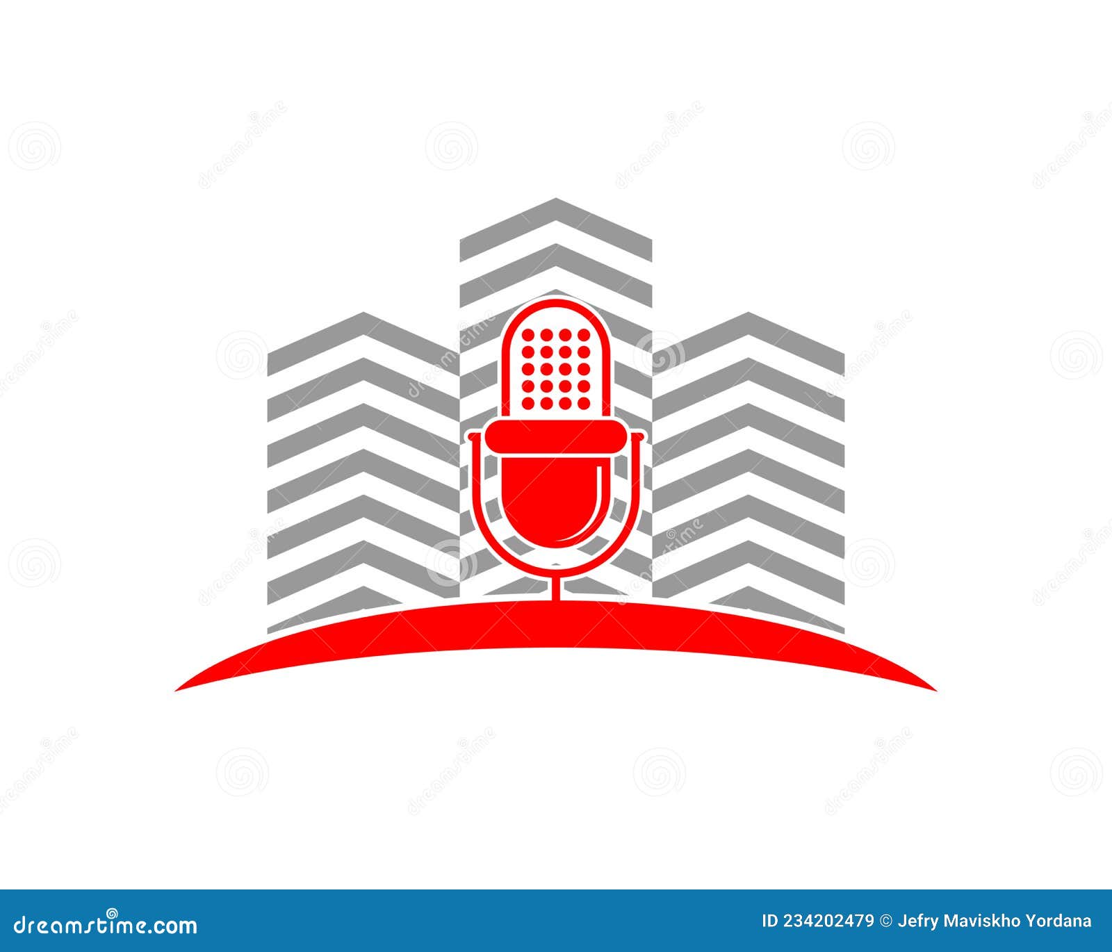 Microphone with Real Estate Building Behind Stock Vector - Illustration ...