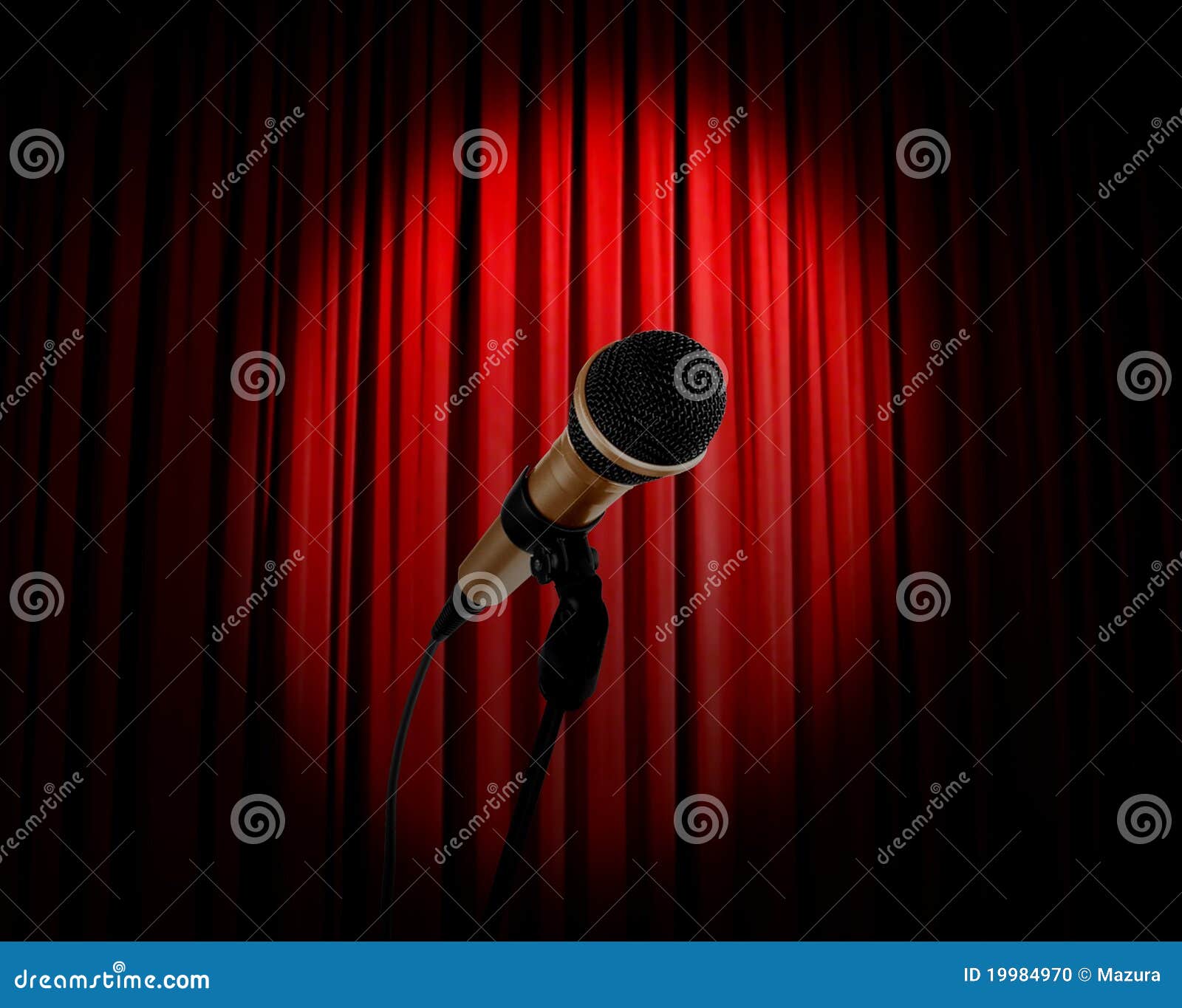 Microphone and red curtain stock photo. Image of broadcast - 19984970