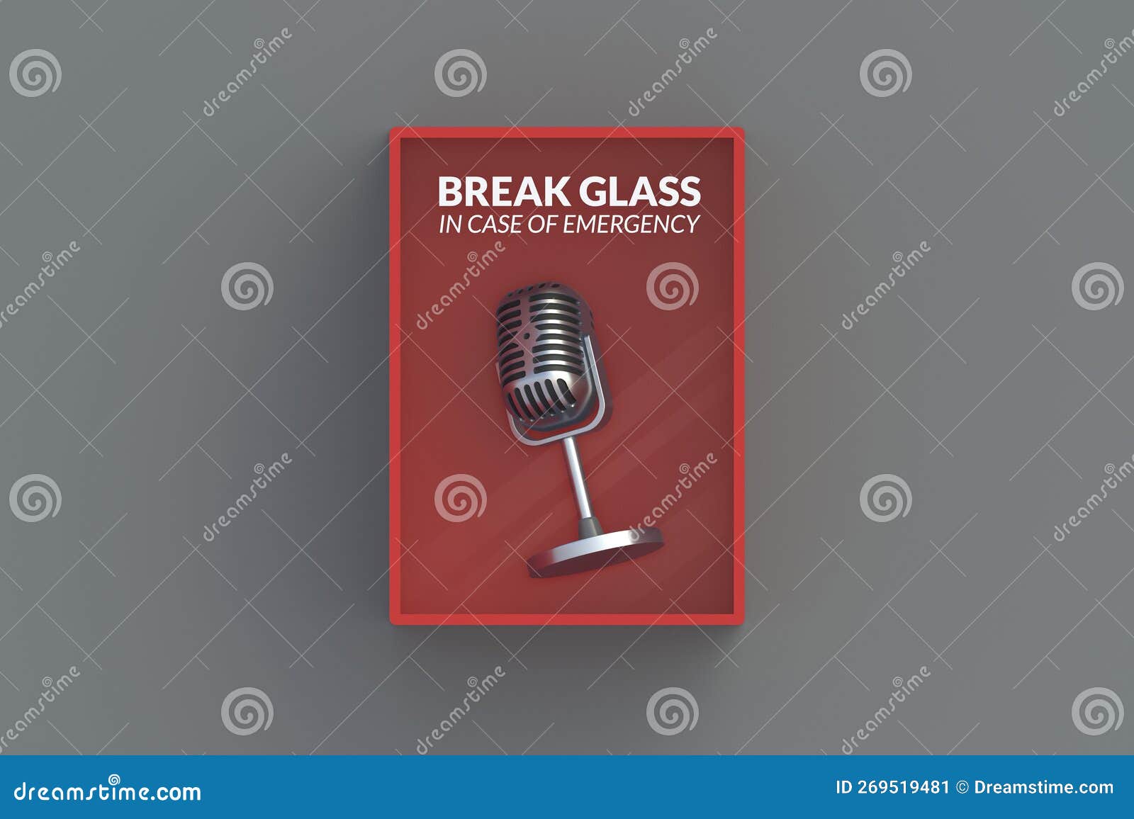 Microphone in Red Emergency Box on Gray Wall Stock Illustration ...