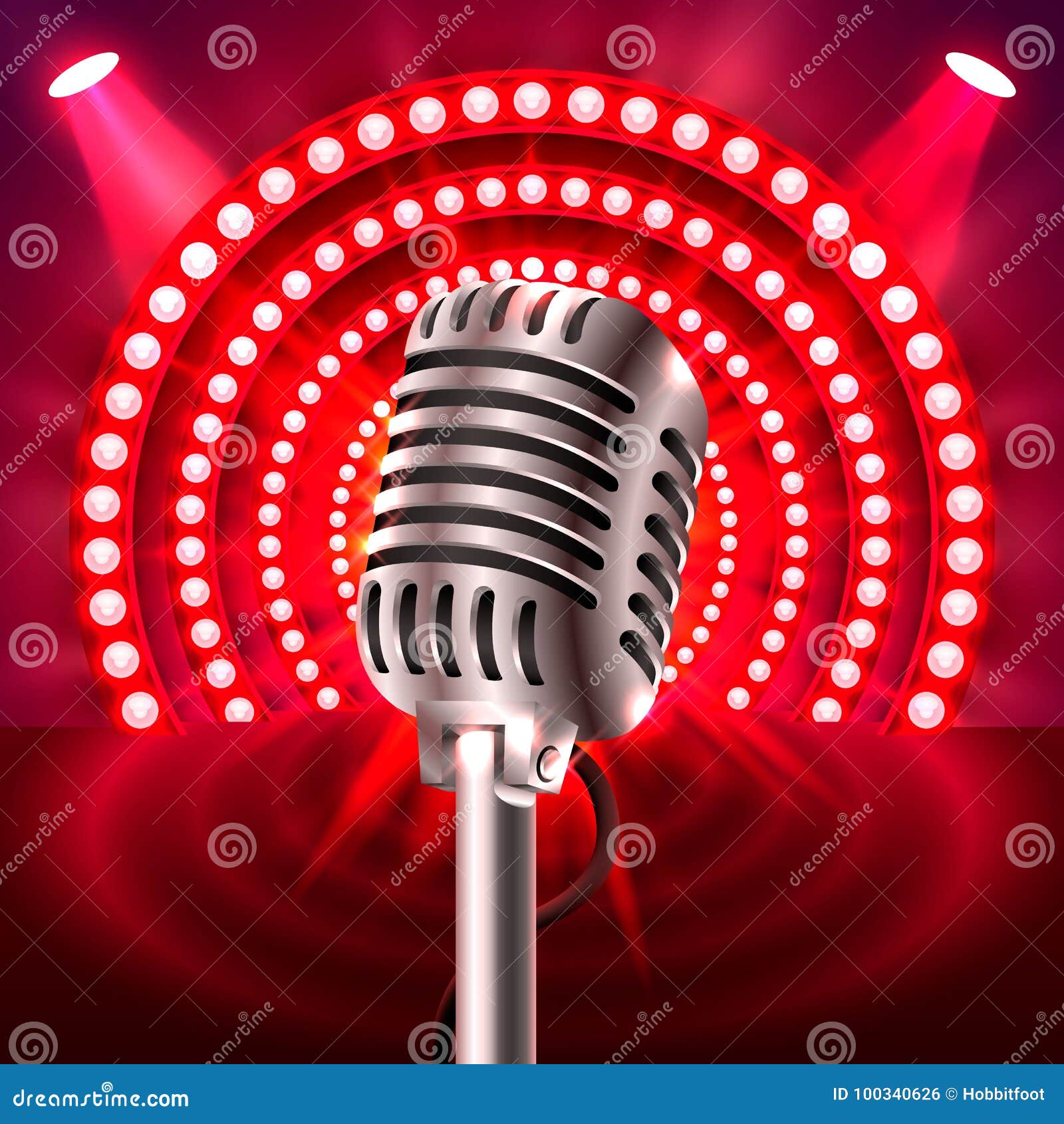 The Microphone on the Red Scene. Stock Vector - Illustration of musical ...
