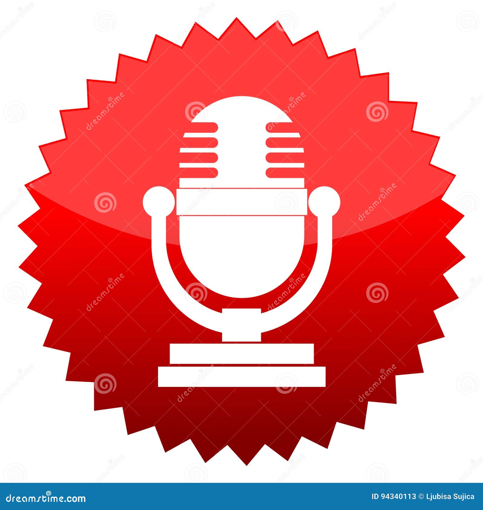 Microphone, Red sun sign stock illustration. Illustration of podcast ...