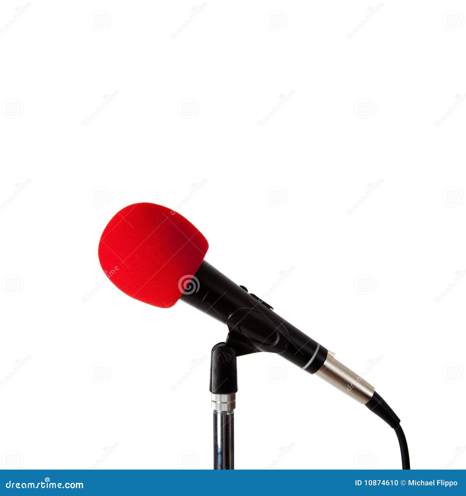 Microphone with Red Windscreen Stock Photo - Image of communication ...