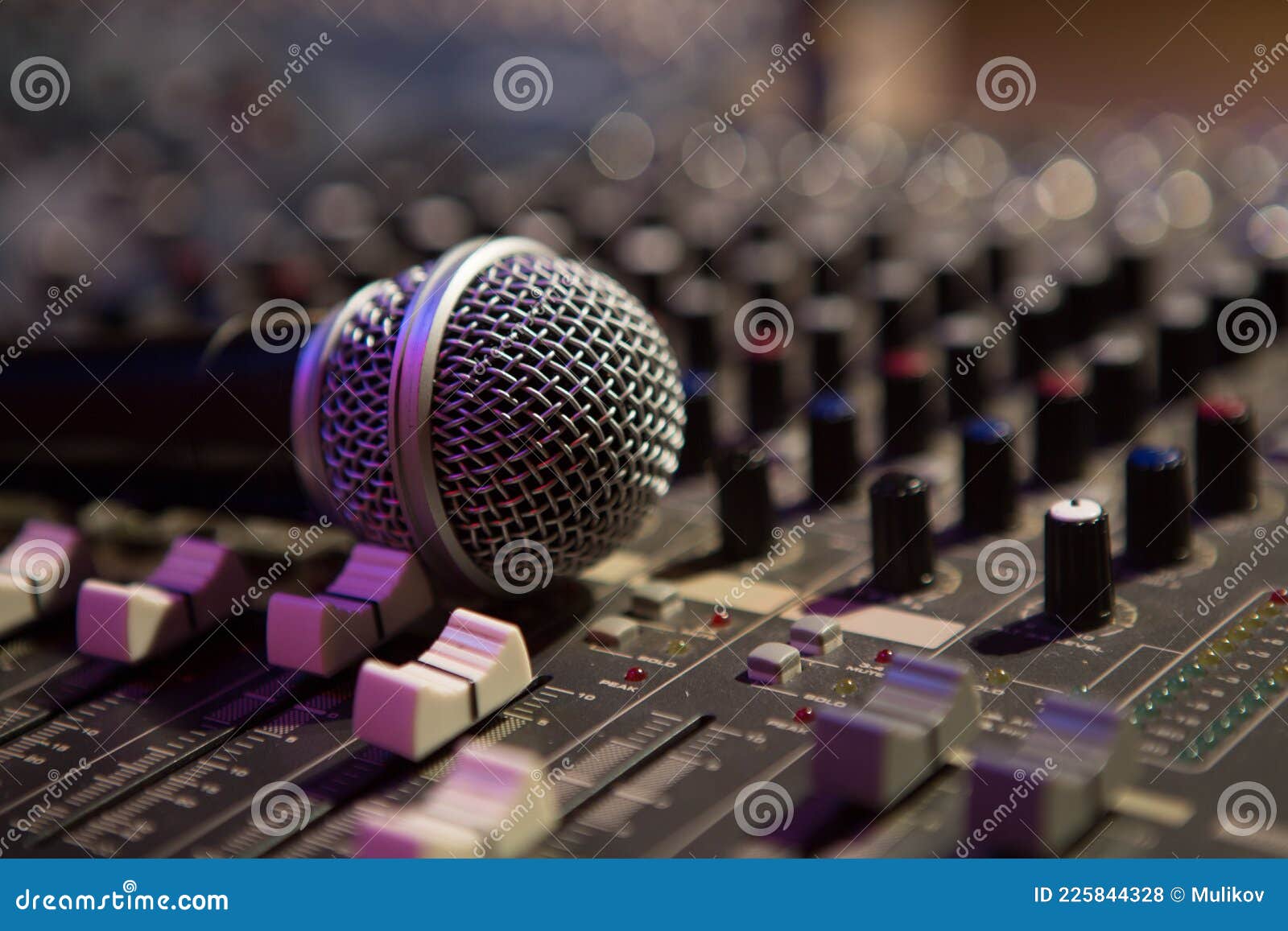 Microphone Resting on a Sound Console Stock Photo - Image of industry ...