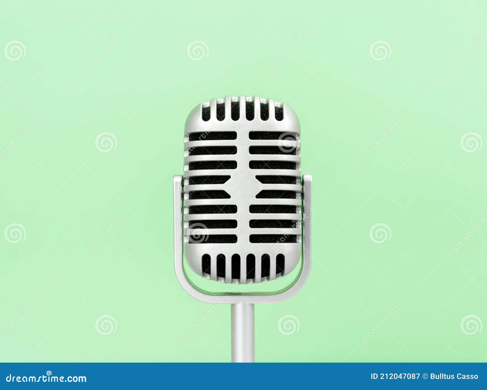 Microphone Retro on Green Background Editorial Photography - Image of ...