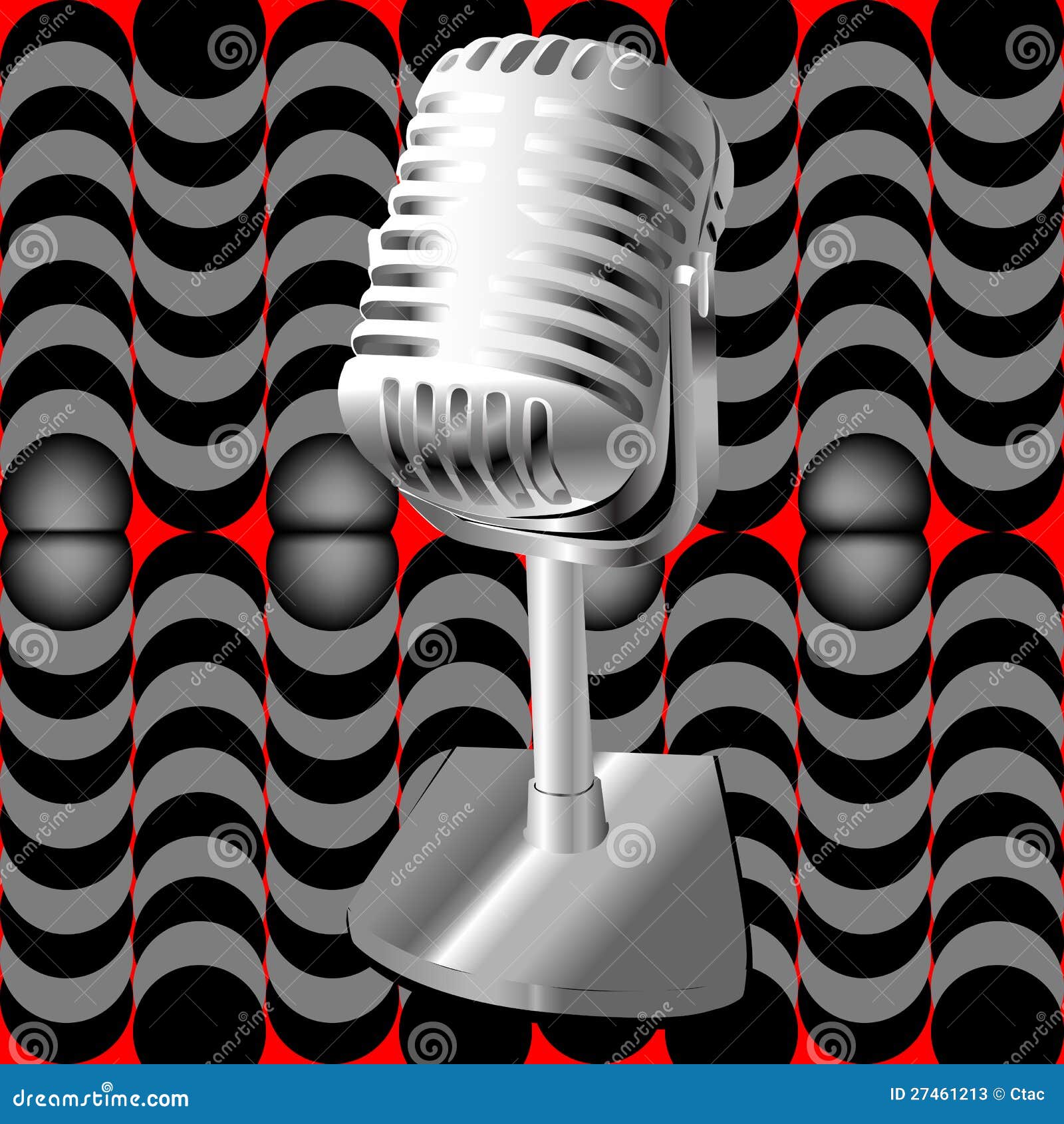 Microphone on a Retro Pattern Stock Vector - Illustration of musical ...