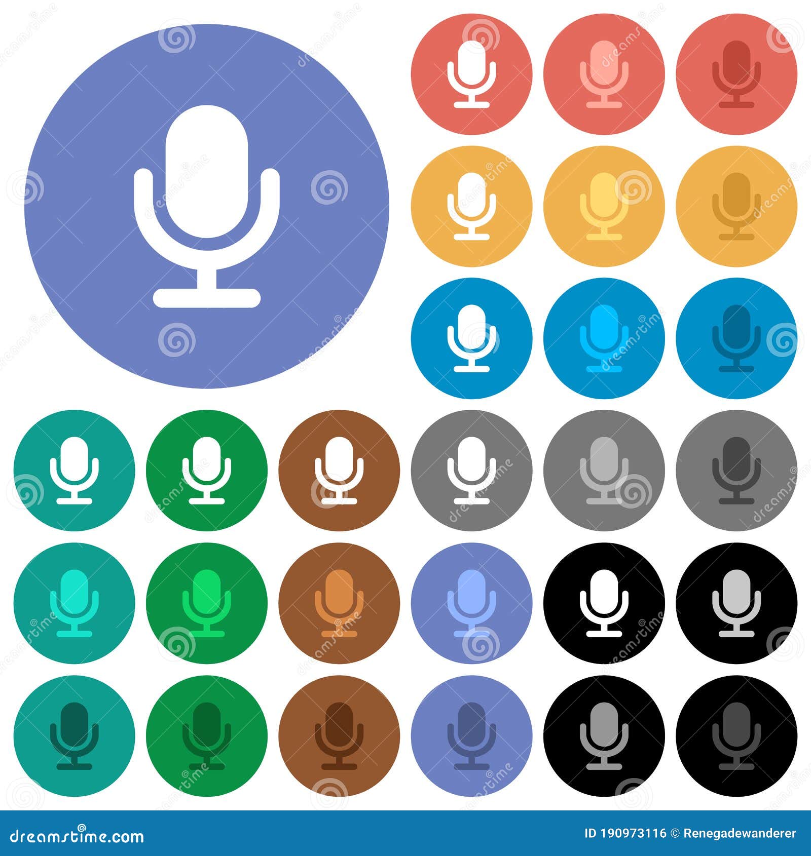 Microphone Round Flat Multi Colored Icons Stock Vector - Illustration ...