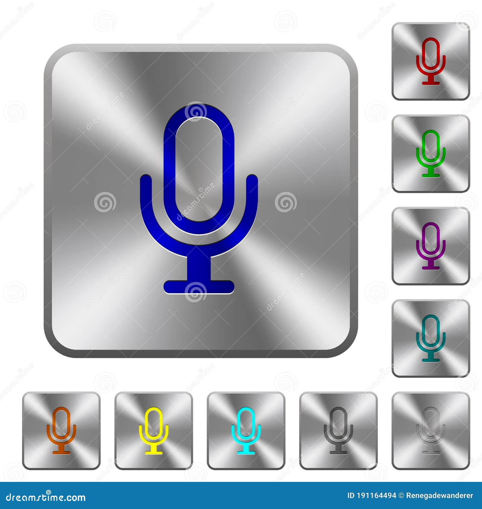 Microphone Rounded Square Steel Buttons Stock Vector - Illustration of ...